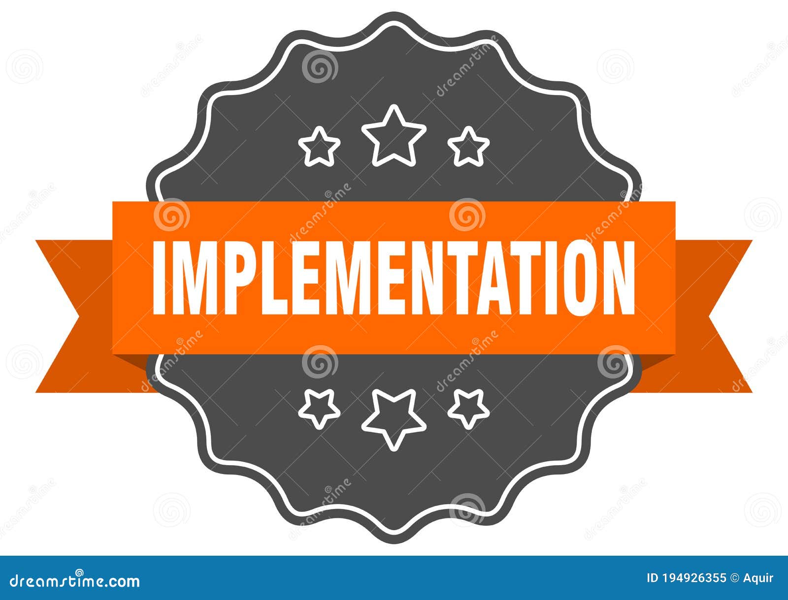 Implementation Label. Implementation Isolated Seal. Sticker. Sign Stock ...