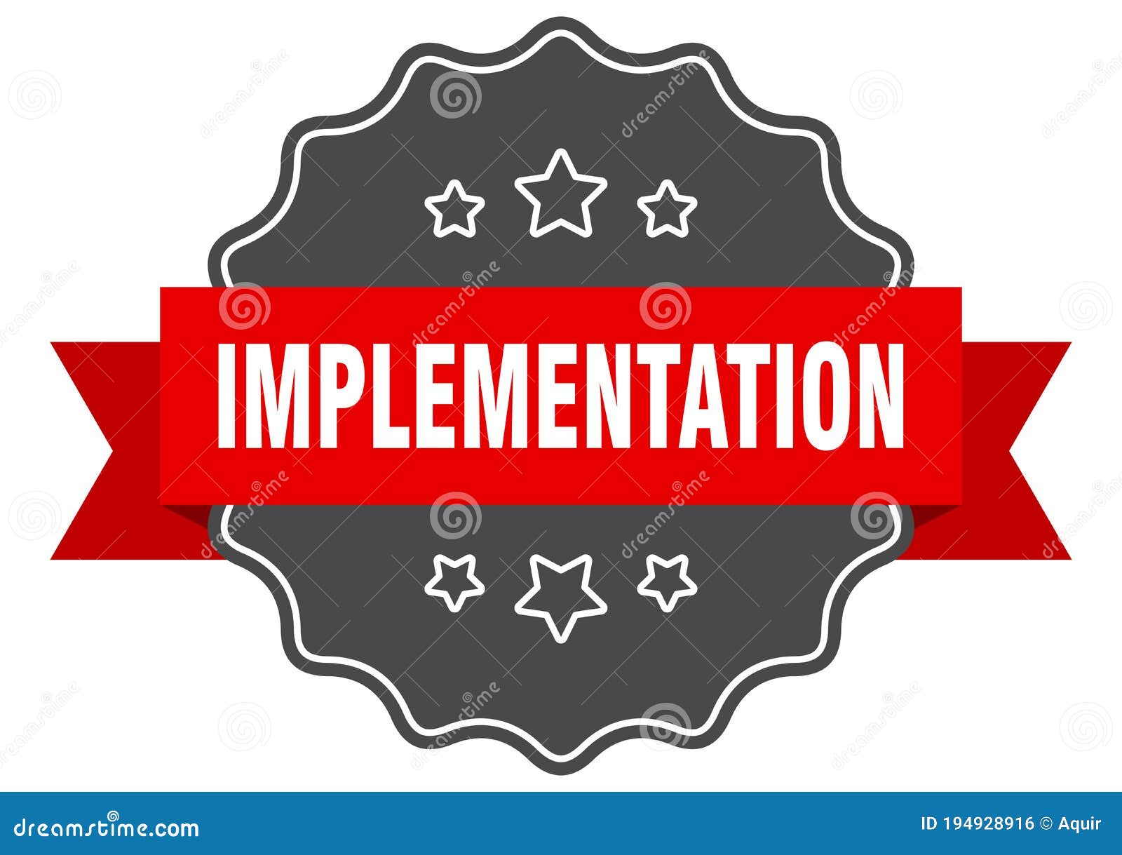 Implementation Label. Implementation Isolated Seal. Sticker. Sign Stock ...