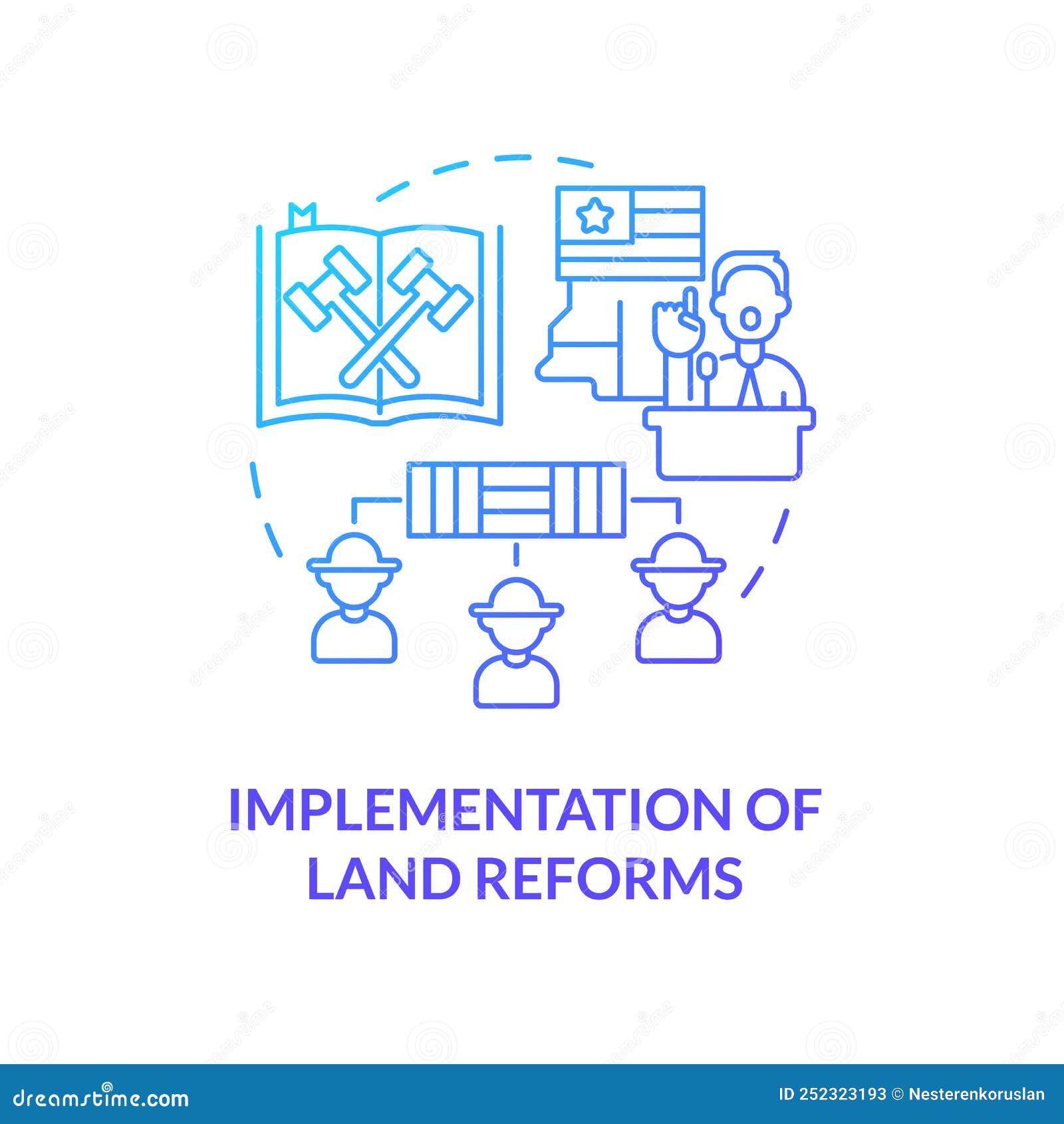Implementation of Land Reforms Blue Gradient Concept Icon Stock Vector ...