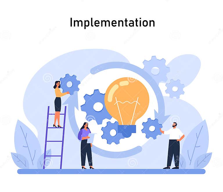 Implementation Phase Illustration. a Team in Action, Integrating ...