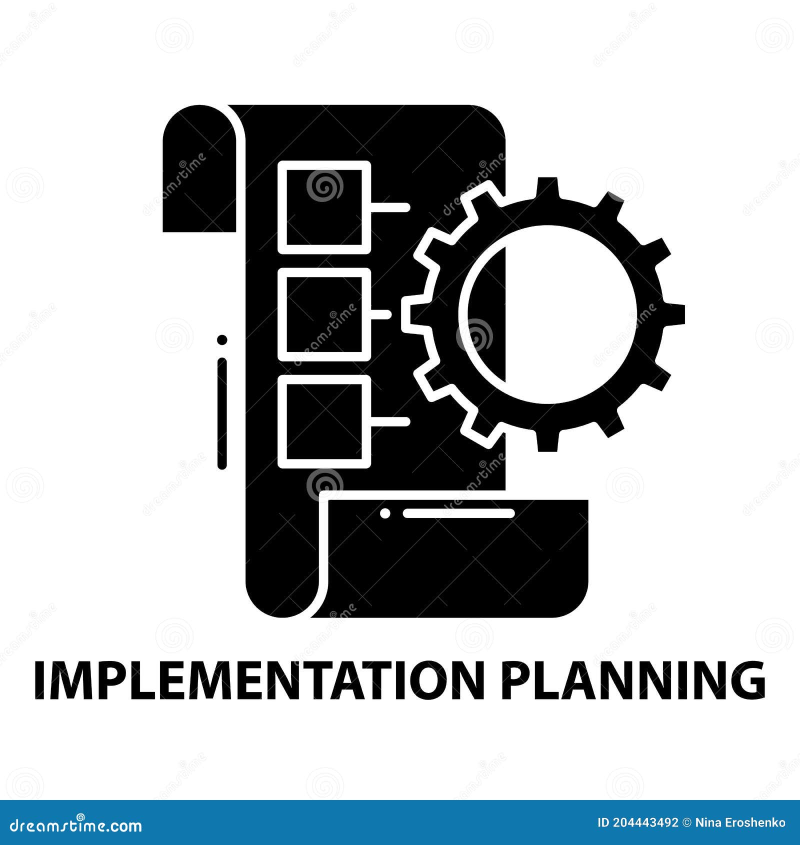 Implementation Planning Icon, Black Vector Sign with Editable Strokes ...
