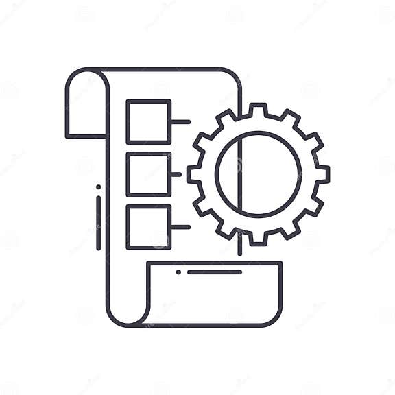 Implementation Planning Icon, Linear Isolated Illustration, Thin Line ...