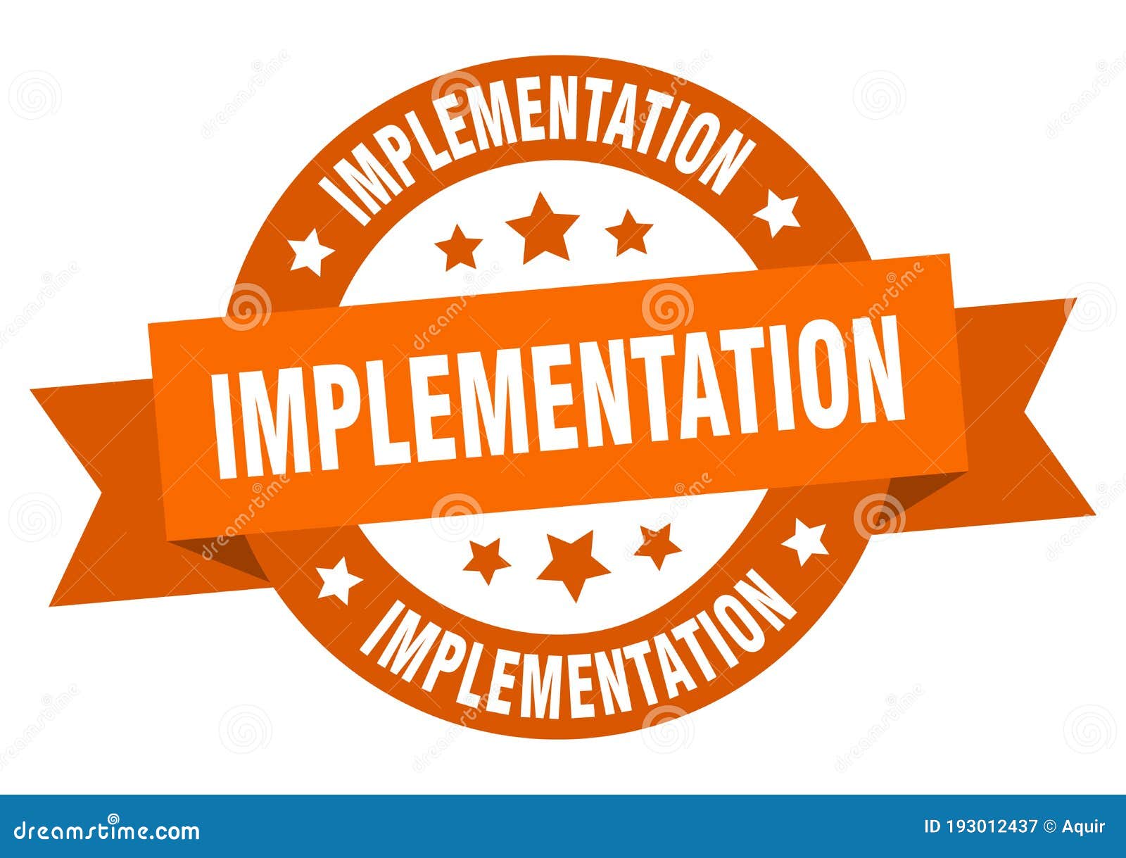 Implementation Round Ribbon Isolated Label. Implementation Sign Stock ...