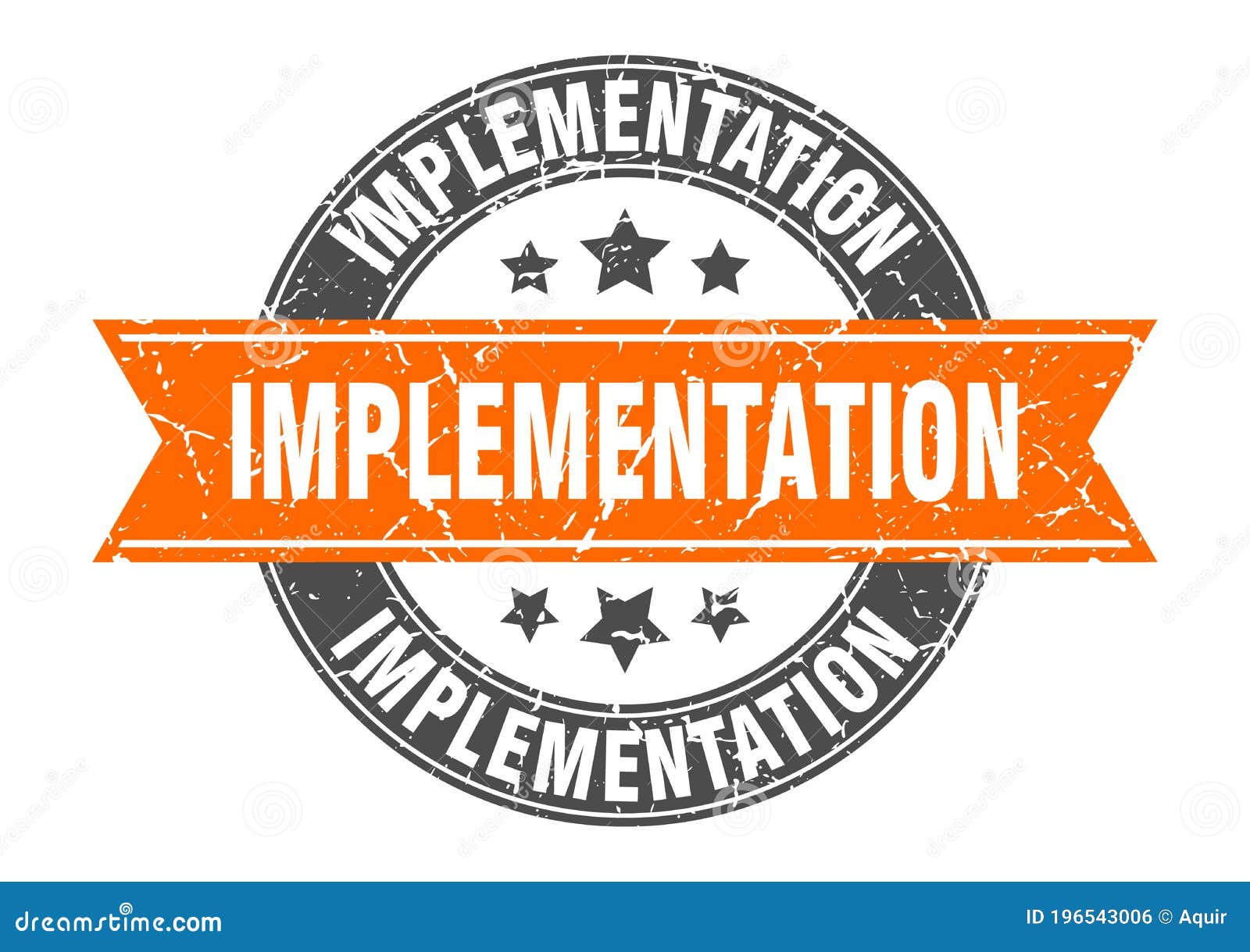 Implementation Round Stamp with Ribbon. Label Sign Stock Vector ...