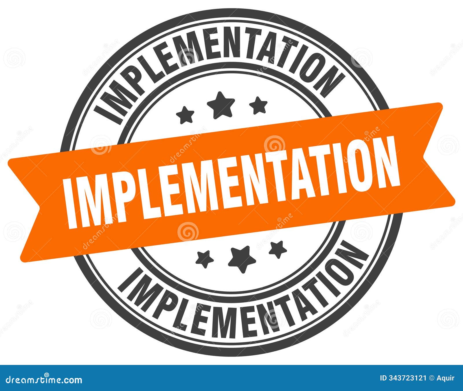 Implementation Stamp. Implementation Label on Transparent Background ...