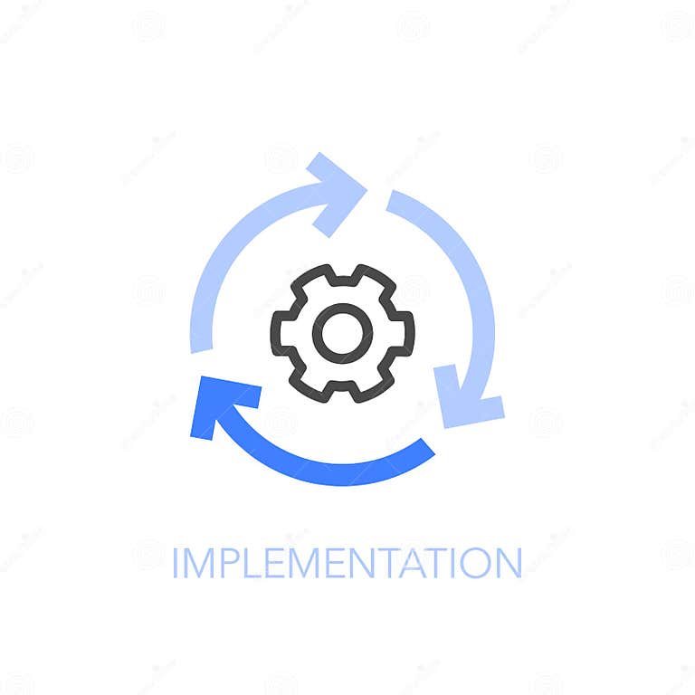 Implementation Symbol with a Cogwheel and Process Arrows Stock Vector ...