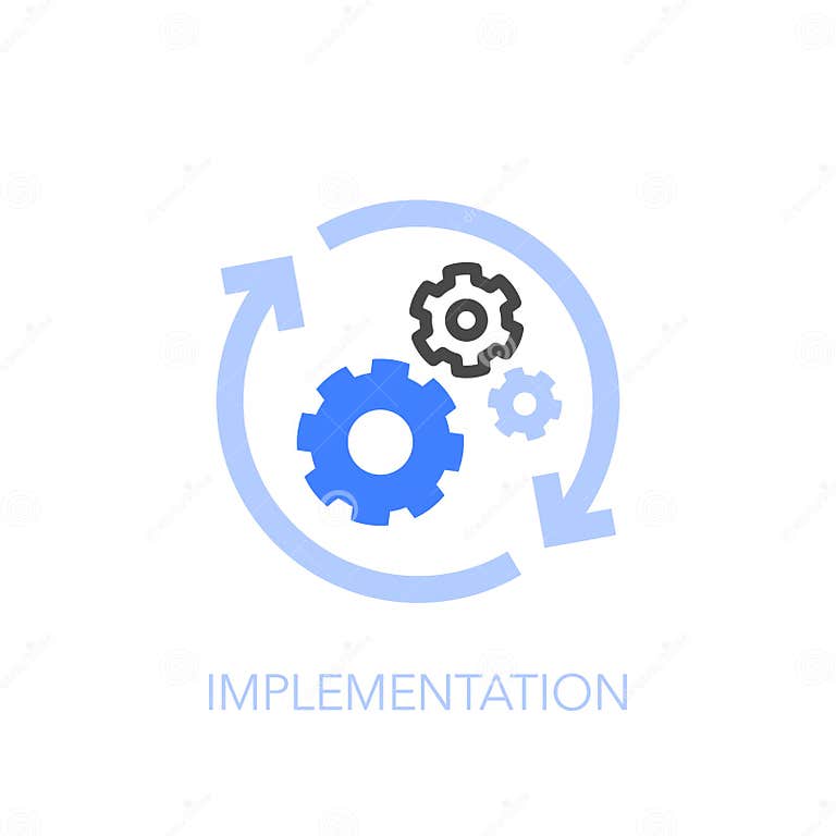 Implementation Symbol with Process Arrows and Gears Stock Vector ...