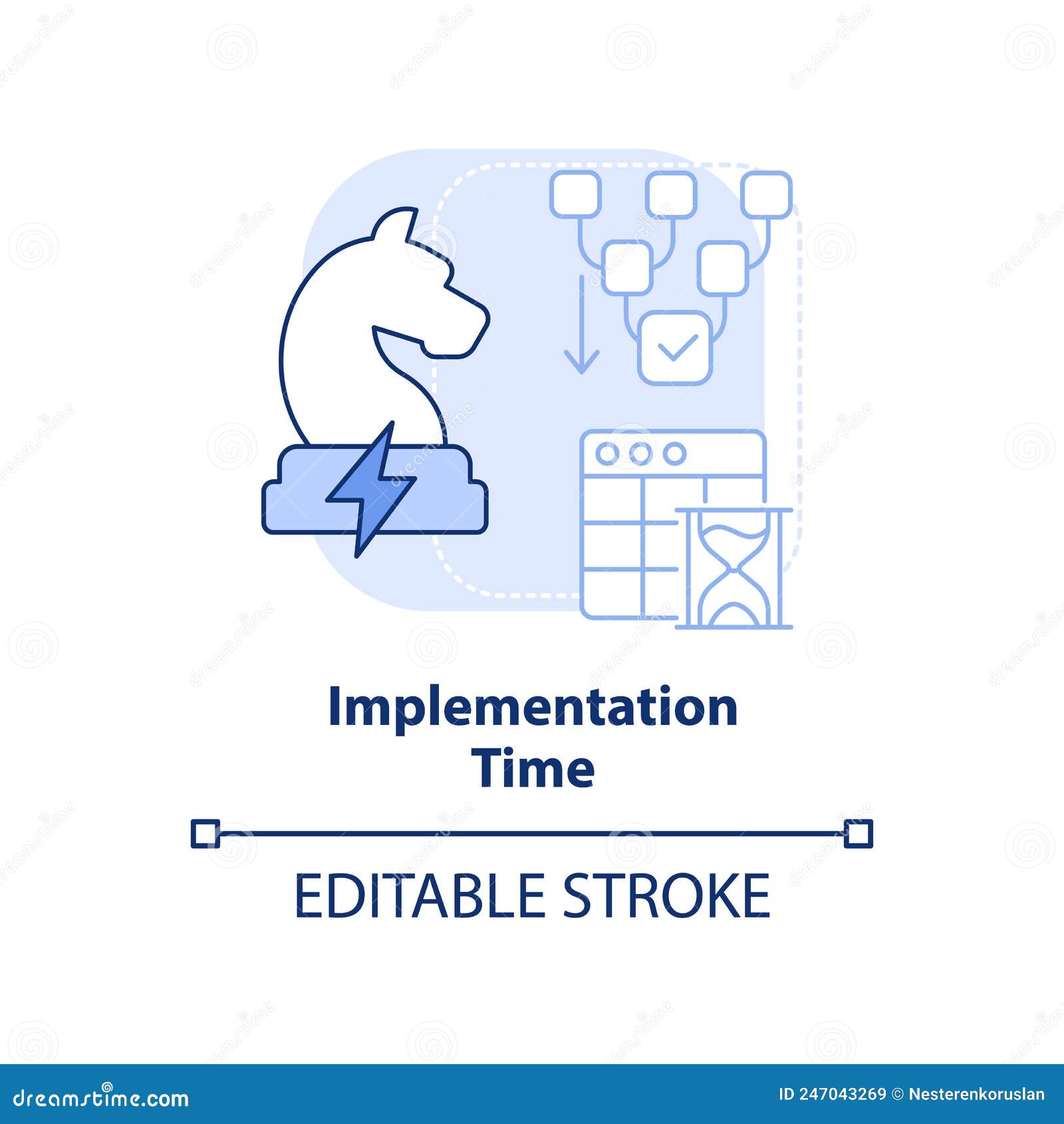 Implementation Time Blue Light Concept Icon Stock Vector - Illustration ...