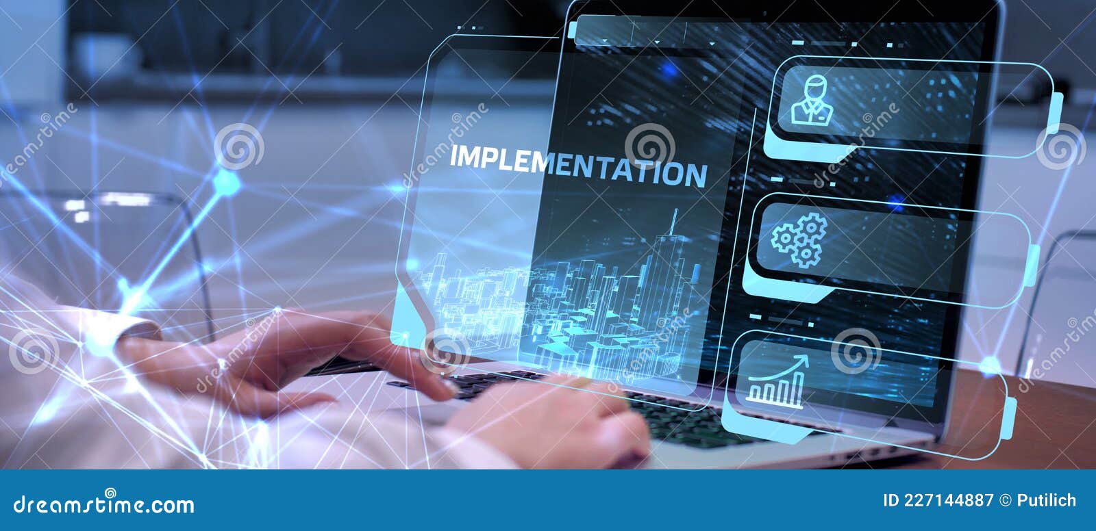 IMPLEMENTATION, Web Technology Concept. Business, Technology, Internet ...