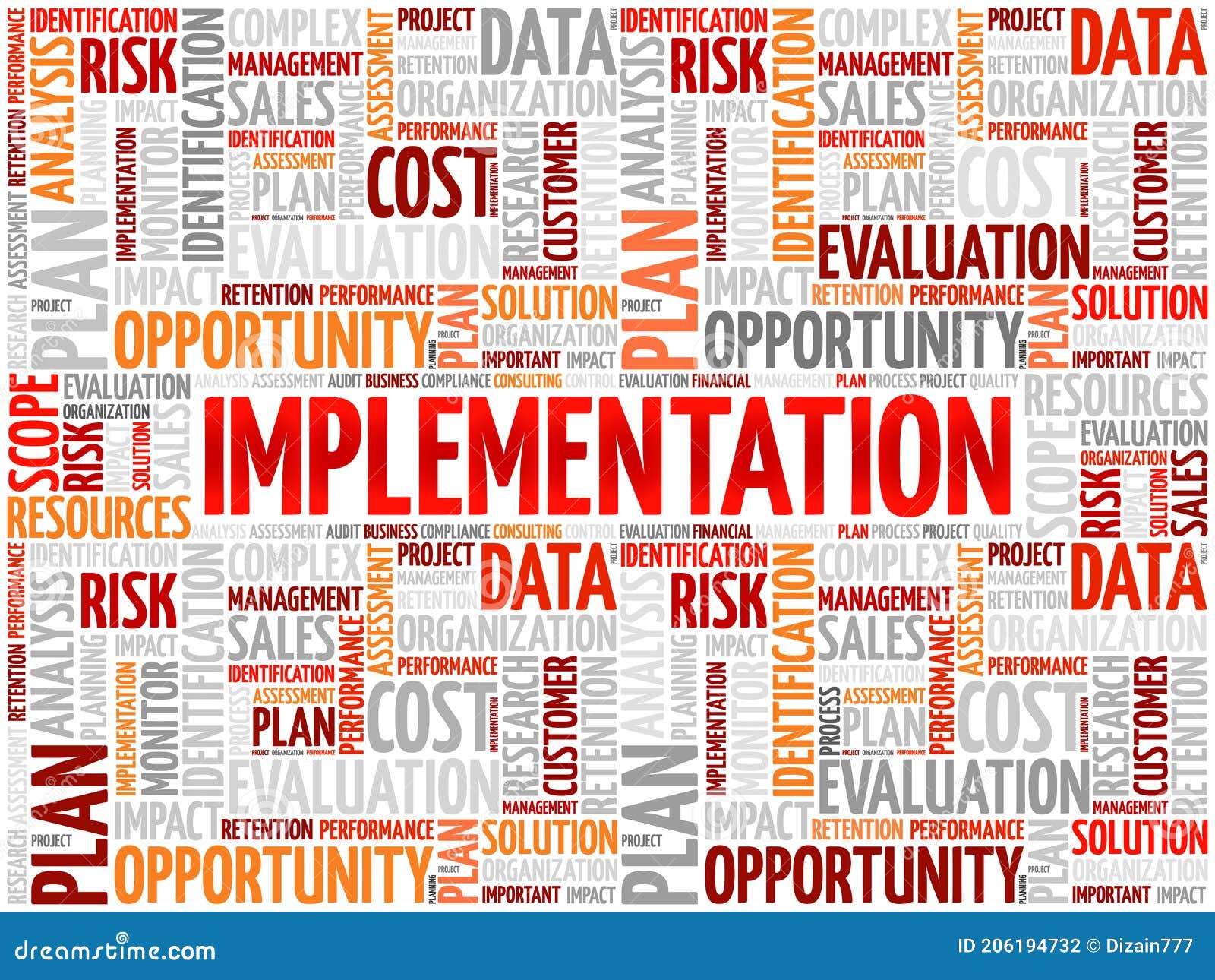 Implementation word cloud stock illustration. Illustration of monitor ...