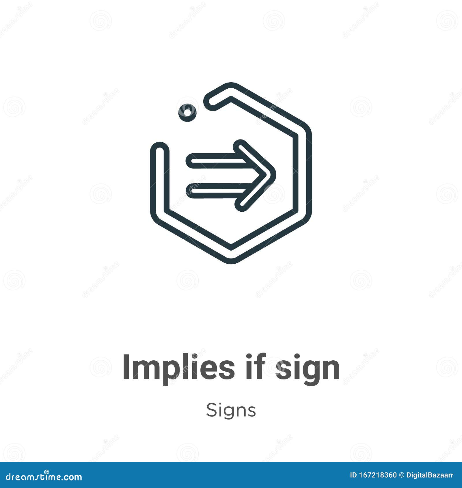 Implies If Sign Outline Vector Icon. Thin Line Black Implies If Sign ...