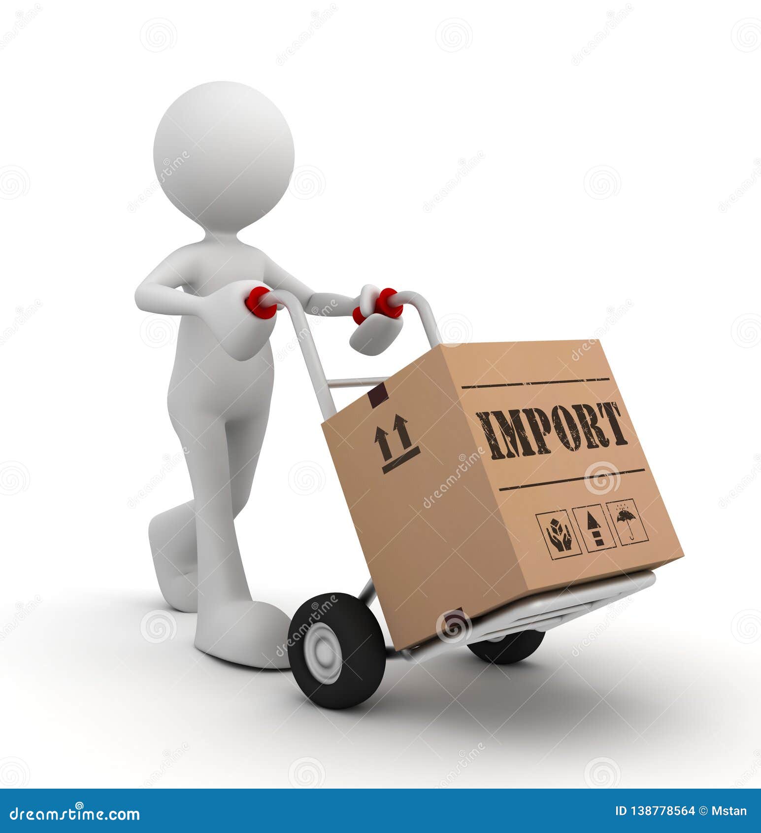 Import Hand Truck Concept 3d Illustration Stock Illustration ...