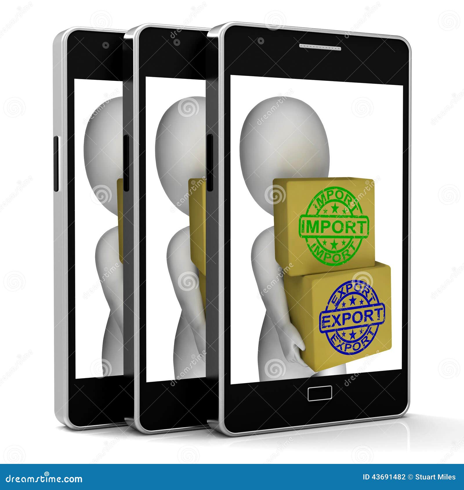 Import Export Boxes Mean Global Trade Importing and Exporting Stock ...