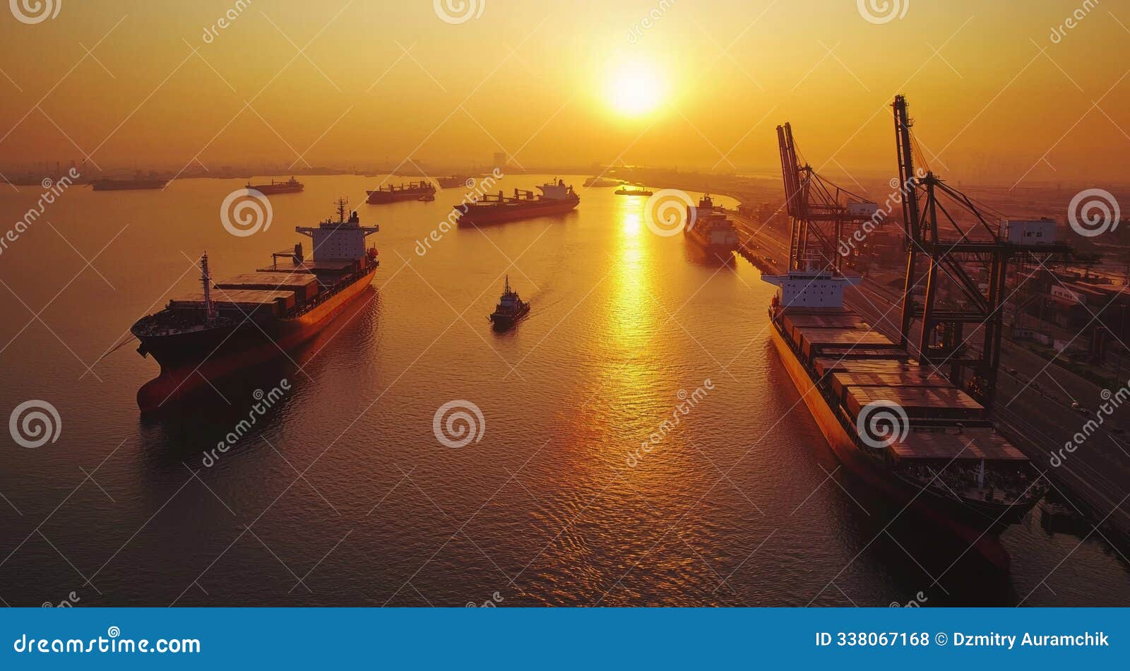 Import and Export Business Logistics with Container Ships Loading Cargo ...