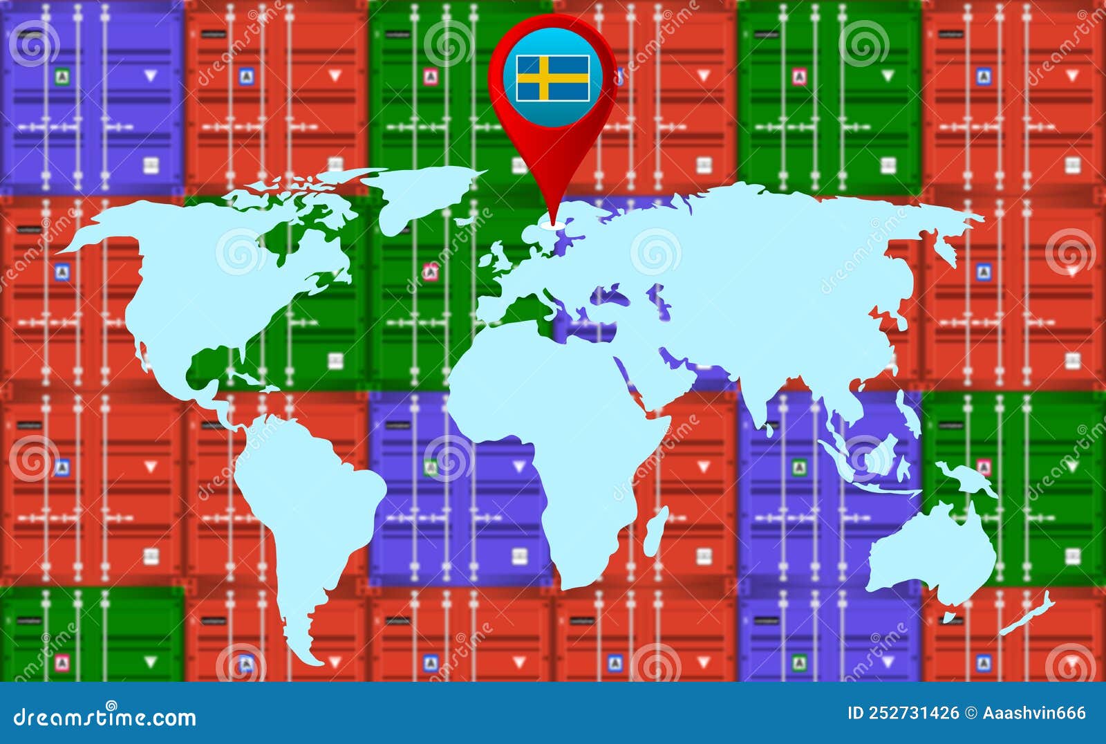 Import Export Business in Sweden Concept with Location on World Map ...