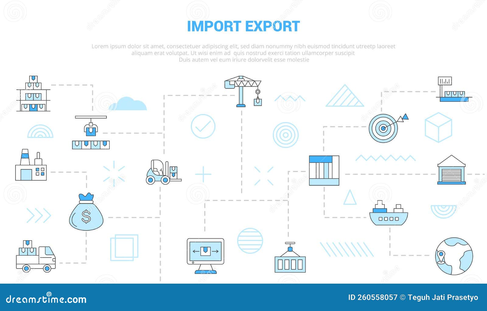 Import and Export Concept with Icon Set Template Banner with Modern ...
