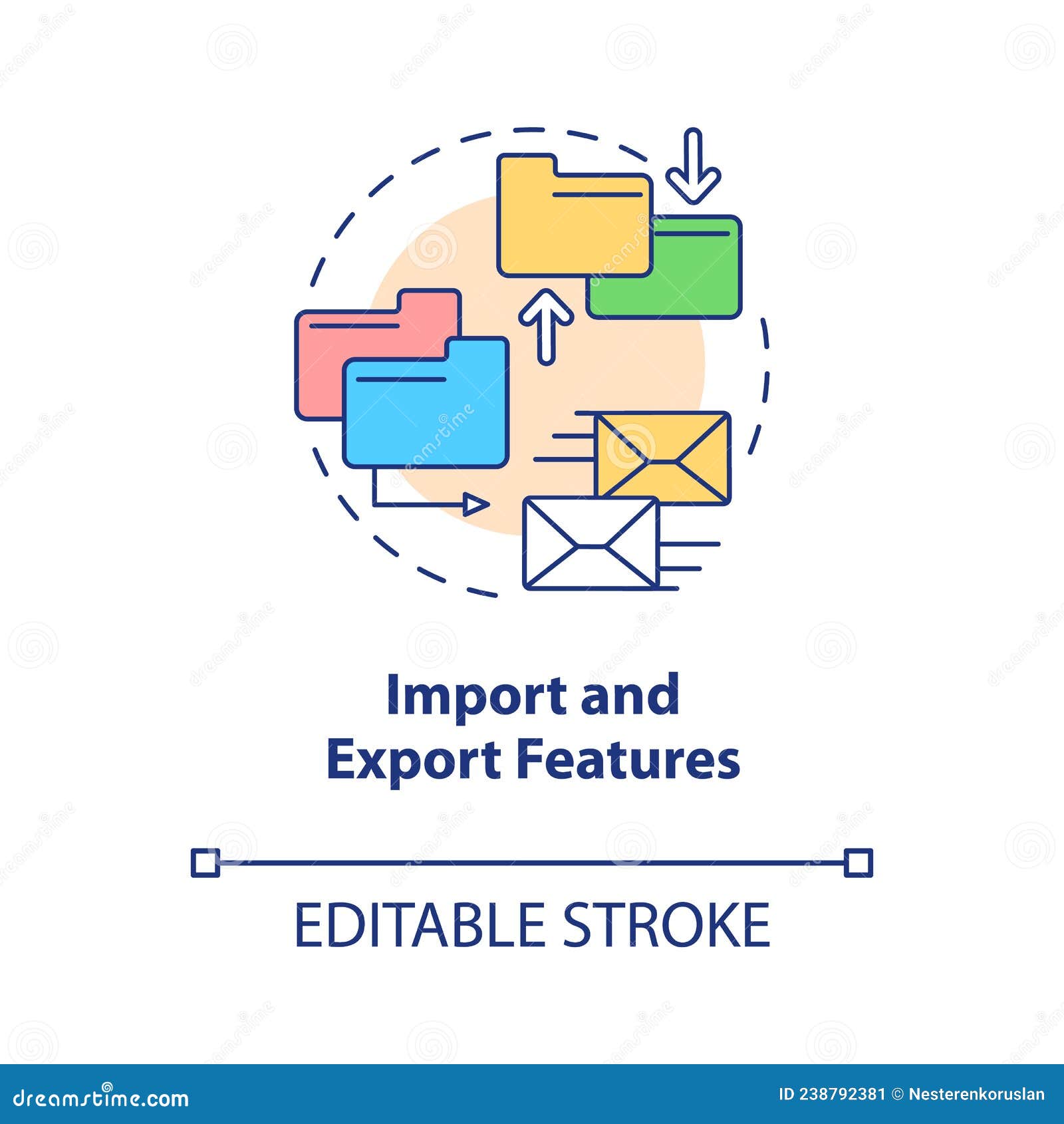 Import and Export Features Concept Icon Stock Vector - Illustration of ...