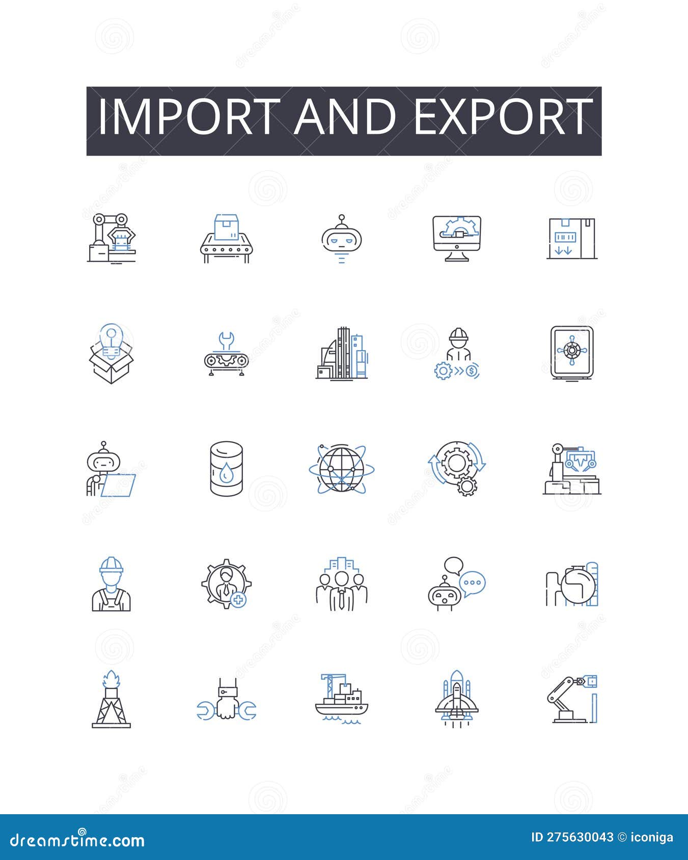 Import and Export Line Icons Collection. Trade, Commerce, Transaction ...