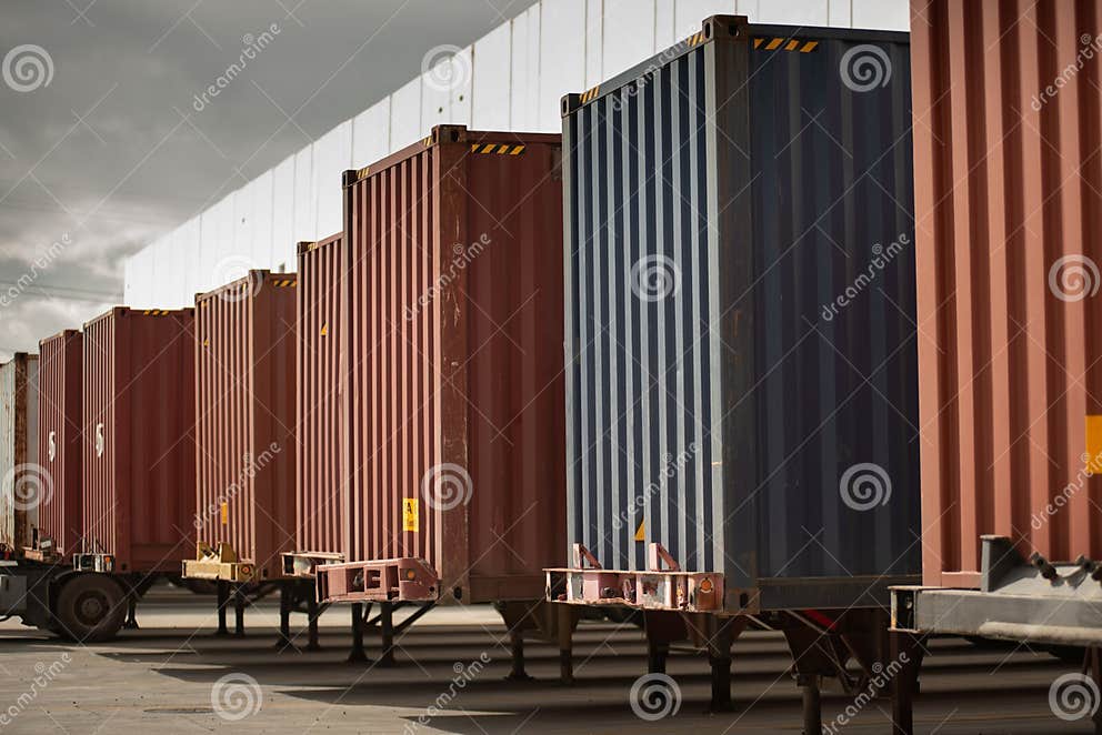 Containers Boxes for Cargo Ship Stock Image - Image of white, wing ...
