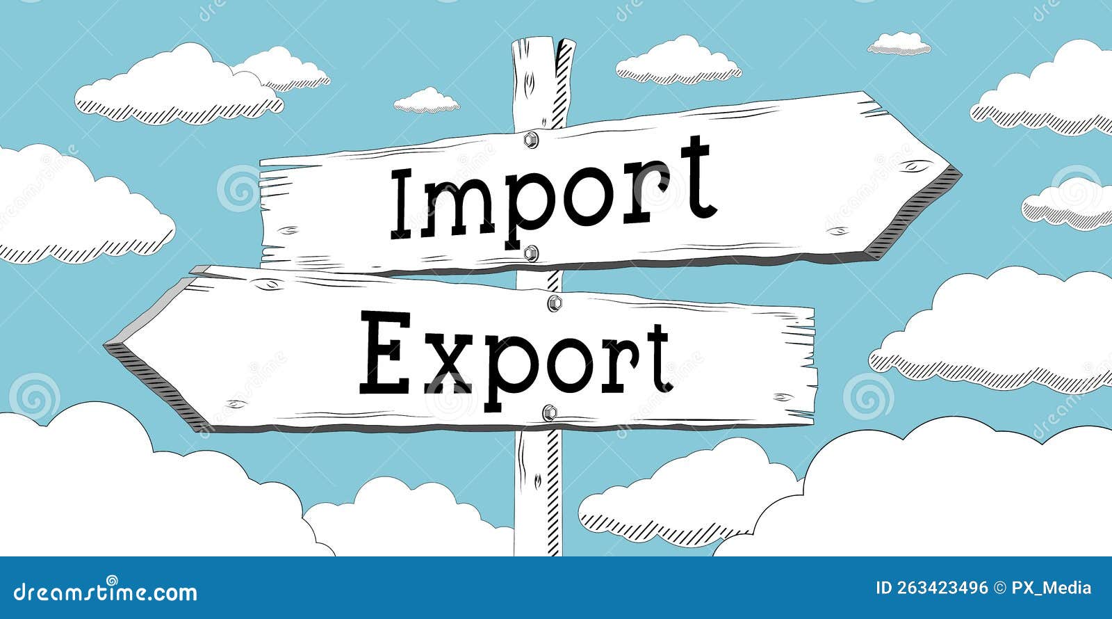 Import and Export - Outline Signpost with Two Arrows Stock Illustration ...