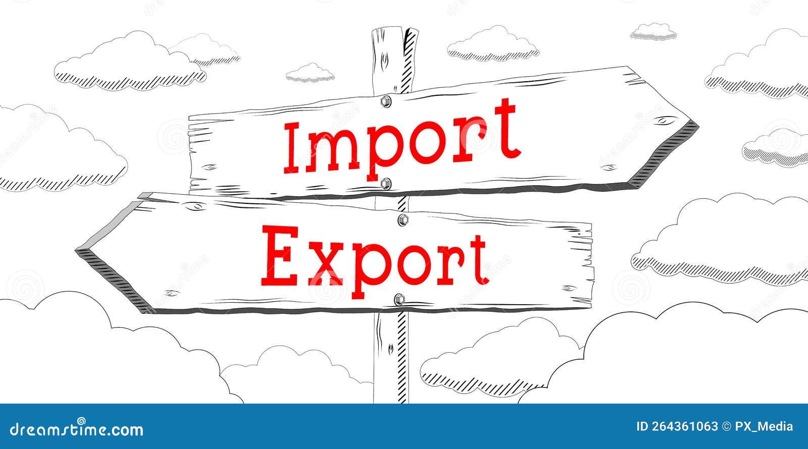 Import and Export - Outline Signpost with Two Arrows Stock Illustration ...