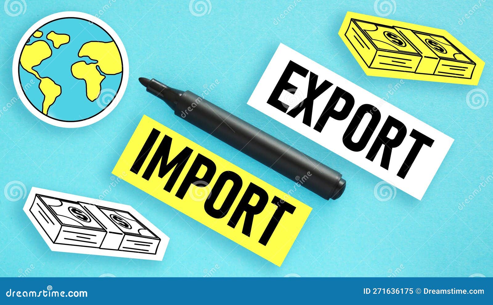 Import and Export are Shown Using the Text and Picture of Earth Stock ... Import and Export are Shown Using the Text and Picture of Earth Stock ...