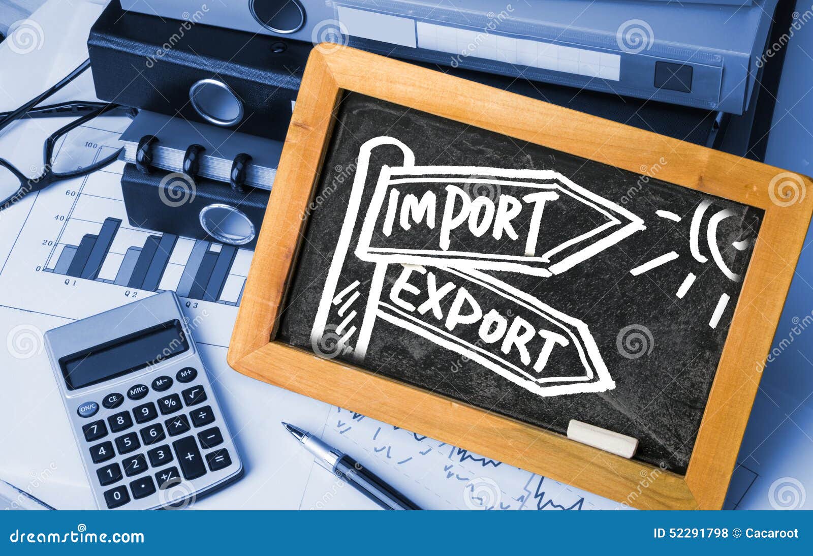 Import and Export Signpost Hand Drawing on Blackboard Stock Photo ...