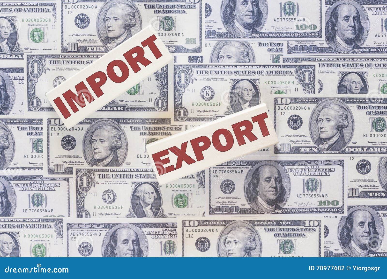 Import Export Signs on Dollar Bills Stock Photo - Image of currency ...