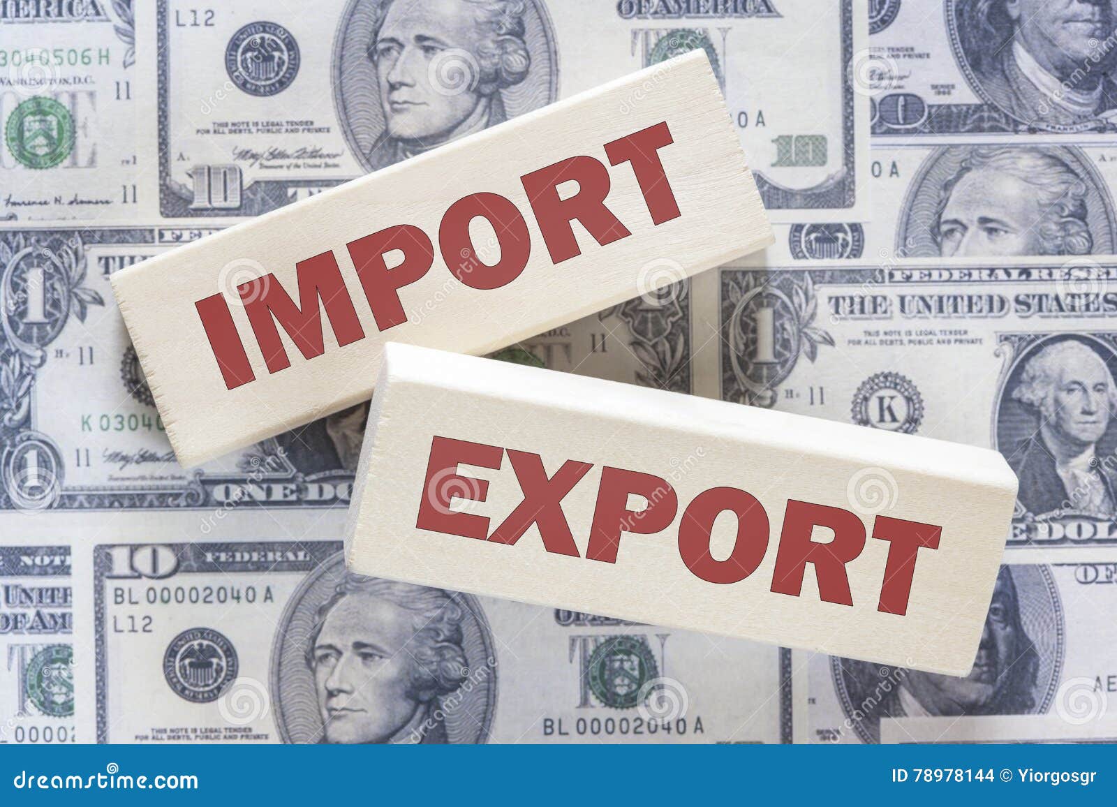 Import Export Signs on Dollar Bills Stock Photo - Image of income ...