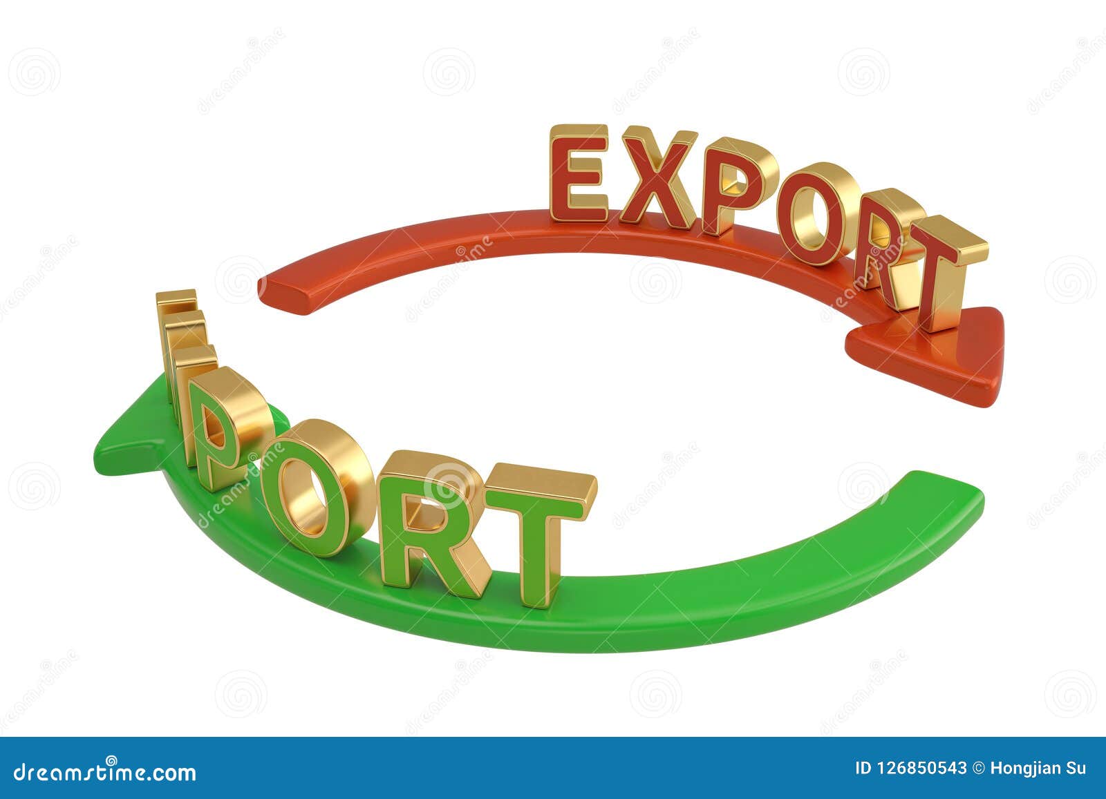 Import Export Words on Arrow 3D Illustration. Stock Illustration ...