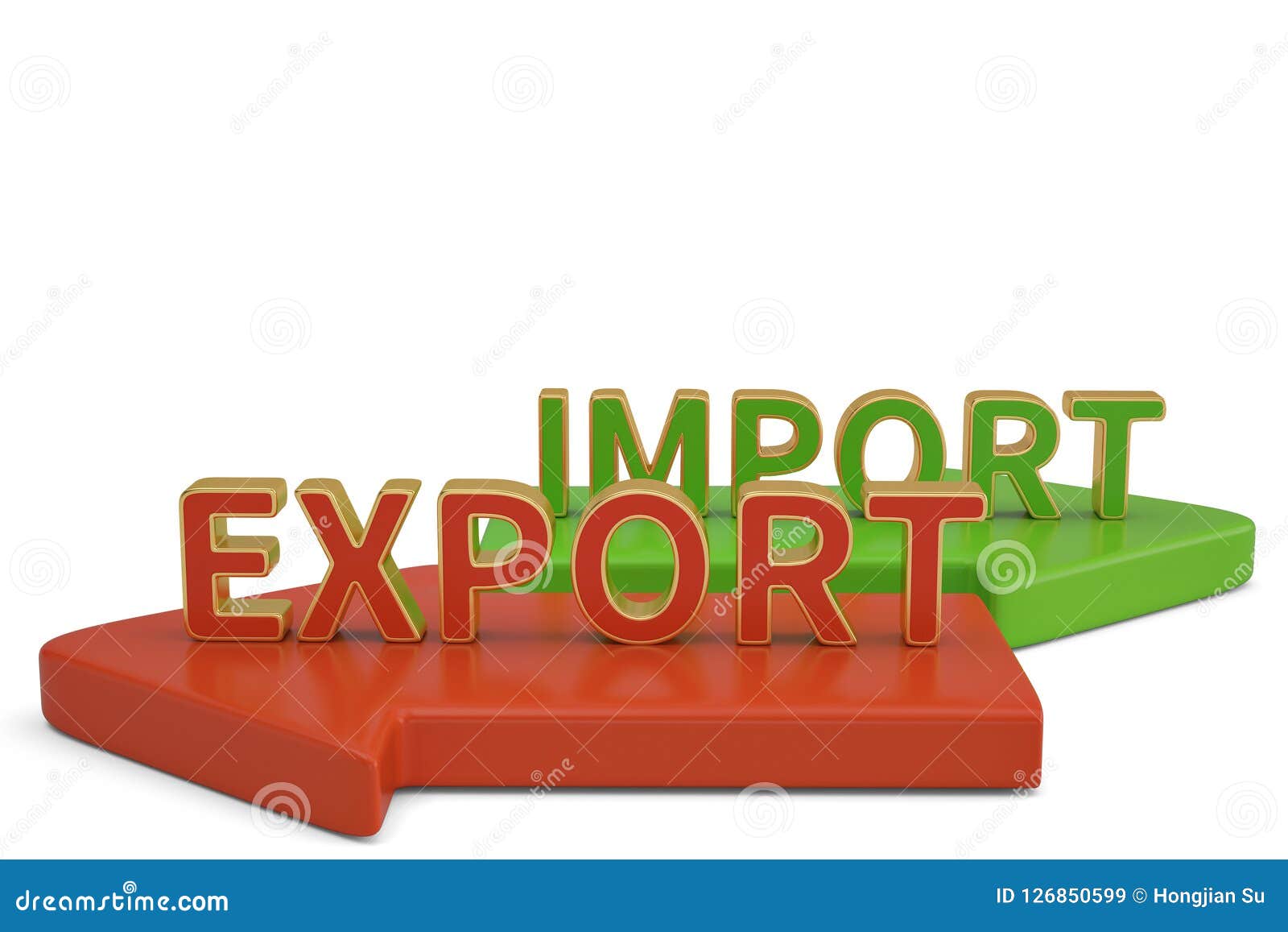 Import Export Words on Arrow 3D Illustration. Stock Illustration ...