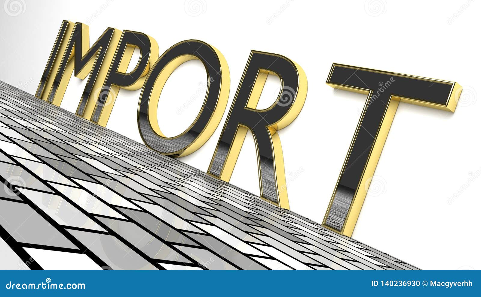 Import Sign in Gold and Glossy Letters Stock Illustration ...