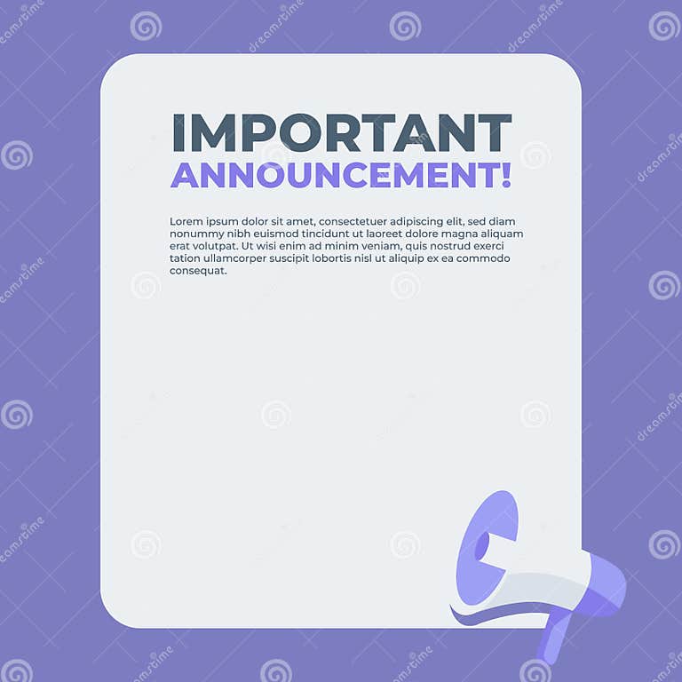 Important Announcement Speech Bubbles Illustration with Megaphone. Flat ...