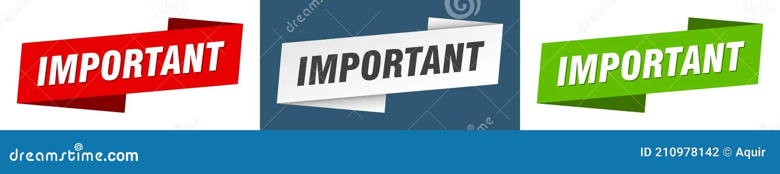 Important Banner. Important Ribbon Label Sign Set Vector Illustration ...