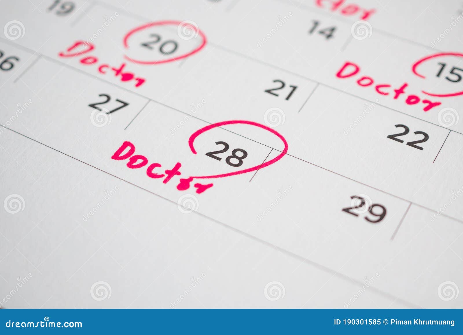 Important Doctor Appointment Schedule Write on White Calendar Page Date ...