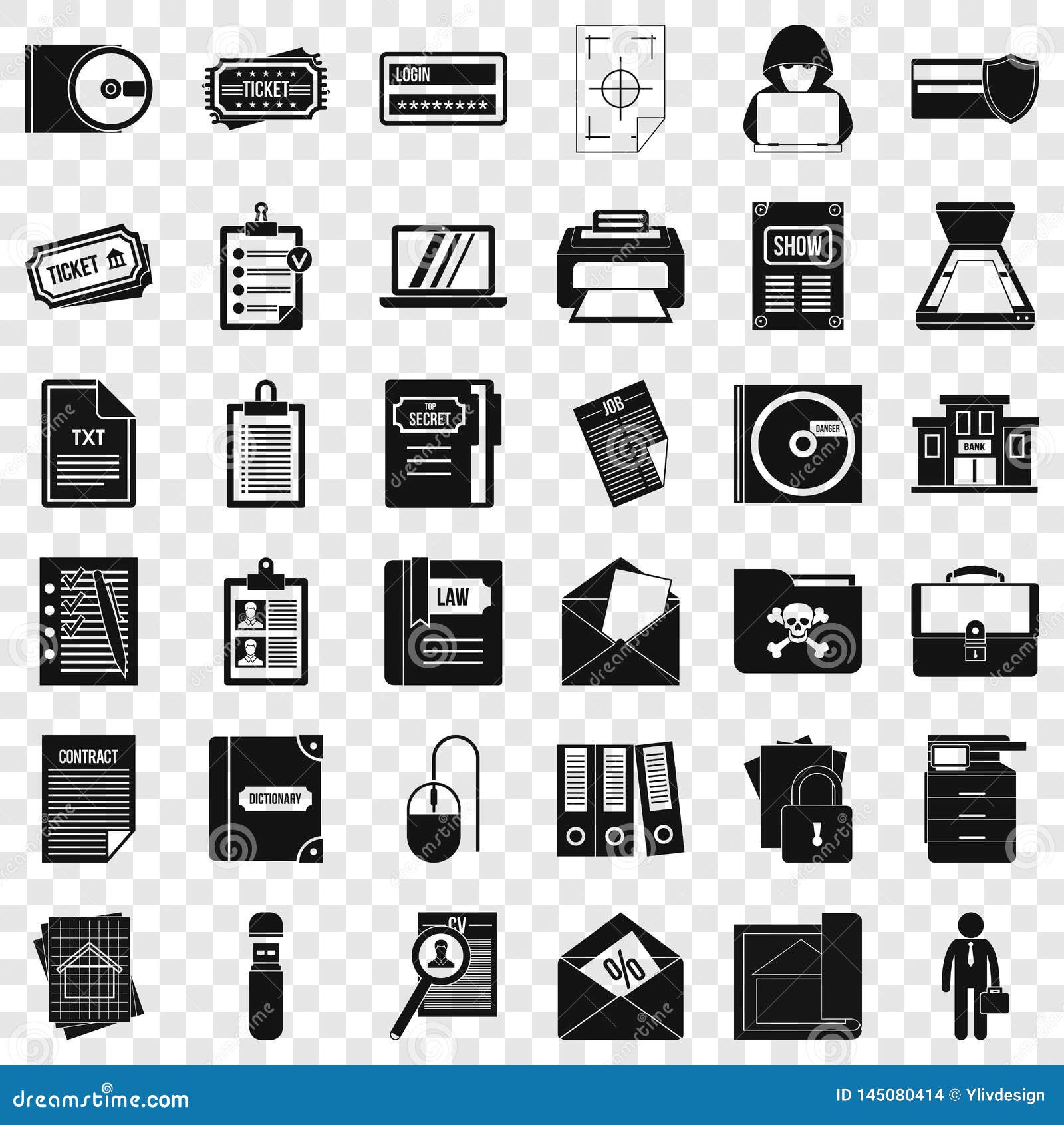 Important Document Icons Set, Simple Style Stock Vector - Illustration ...