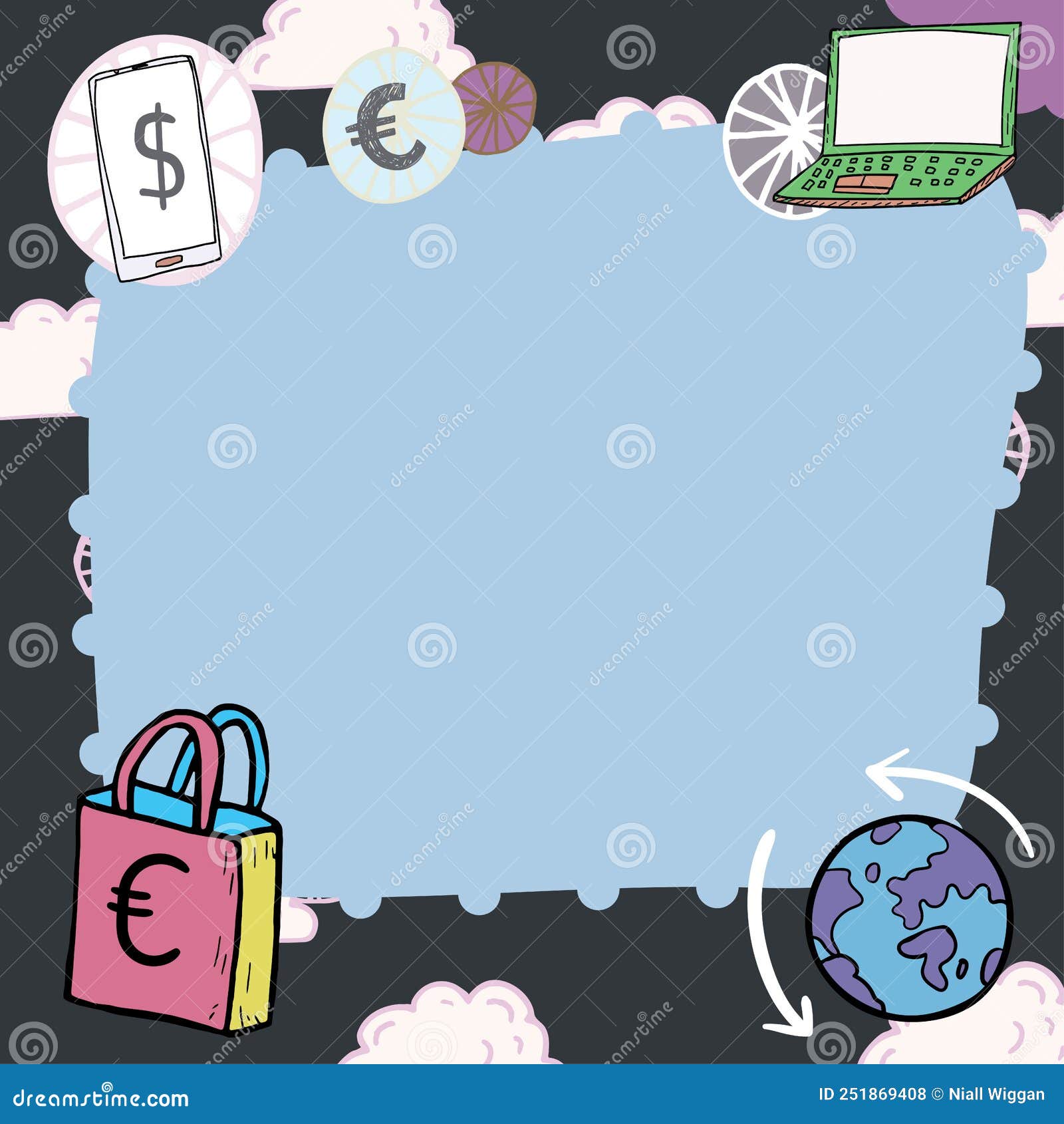 Important Message Presented in Frame with Lap Top, Mobile Phone, Earth ...