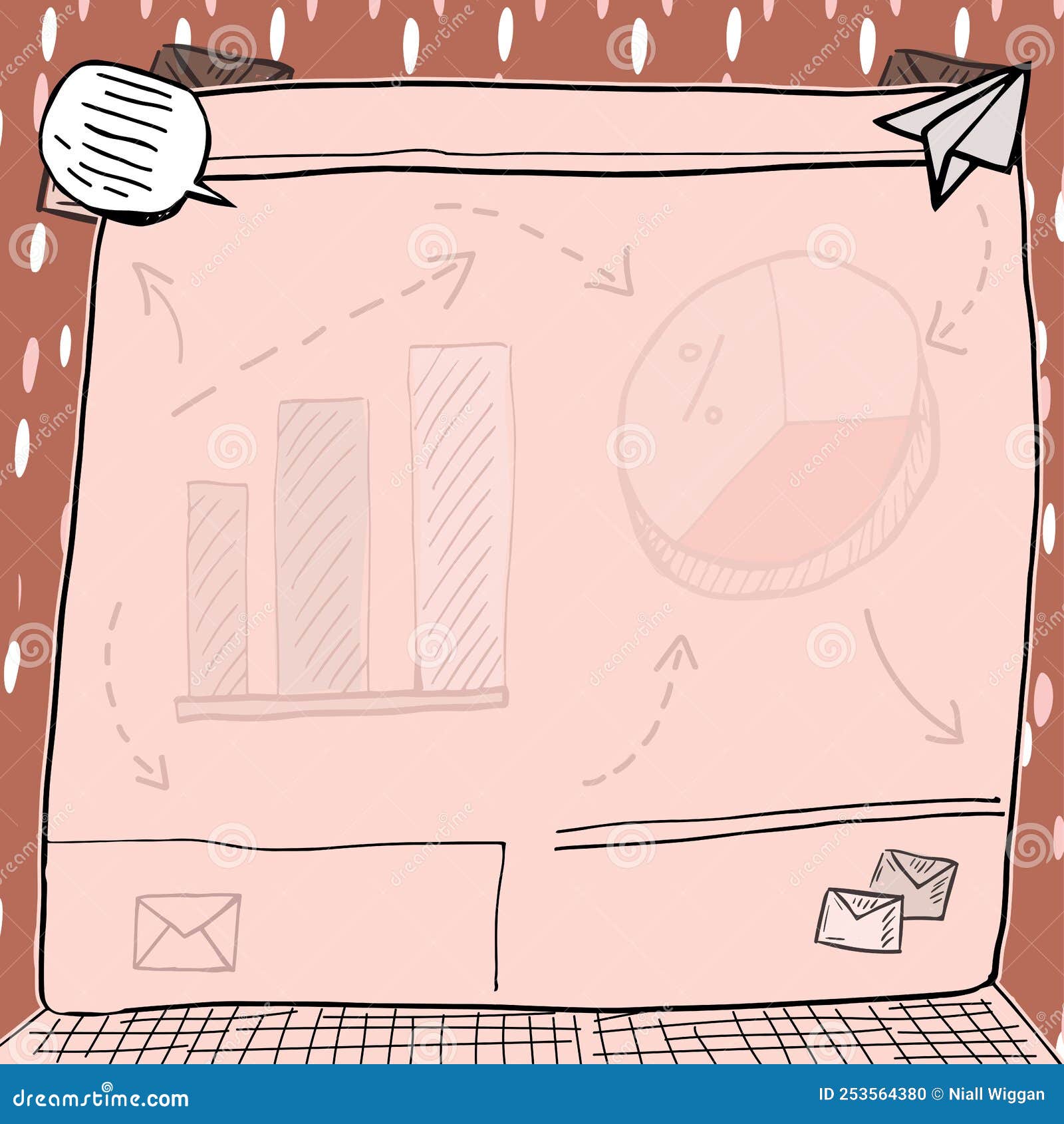 Important Message Presented on Screen with Charts, Graphs and E Mail S ...