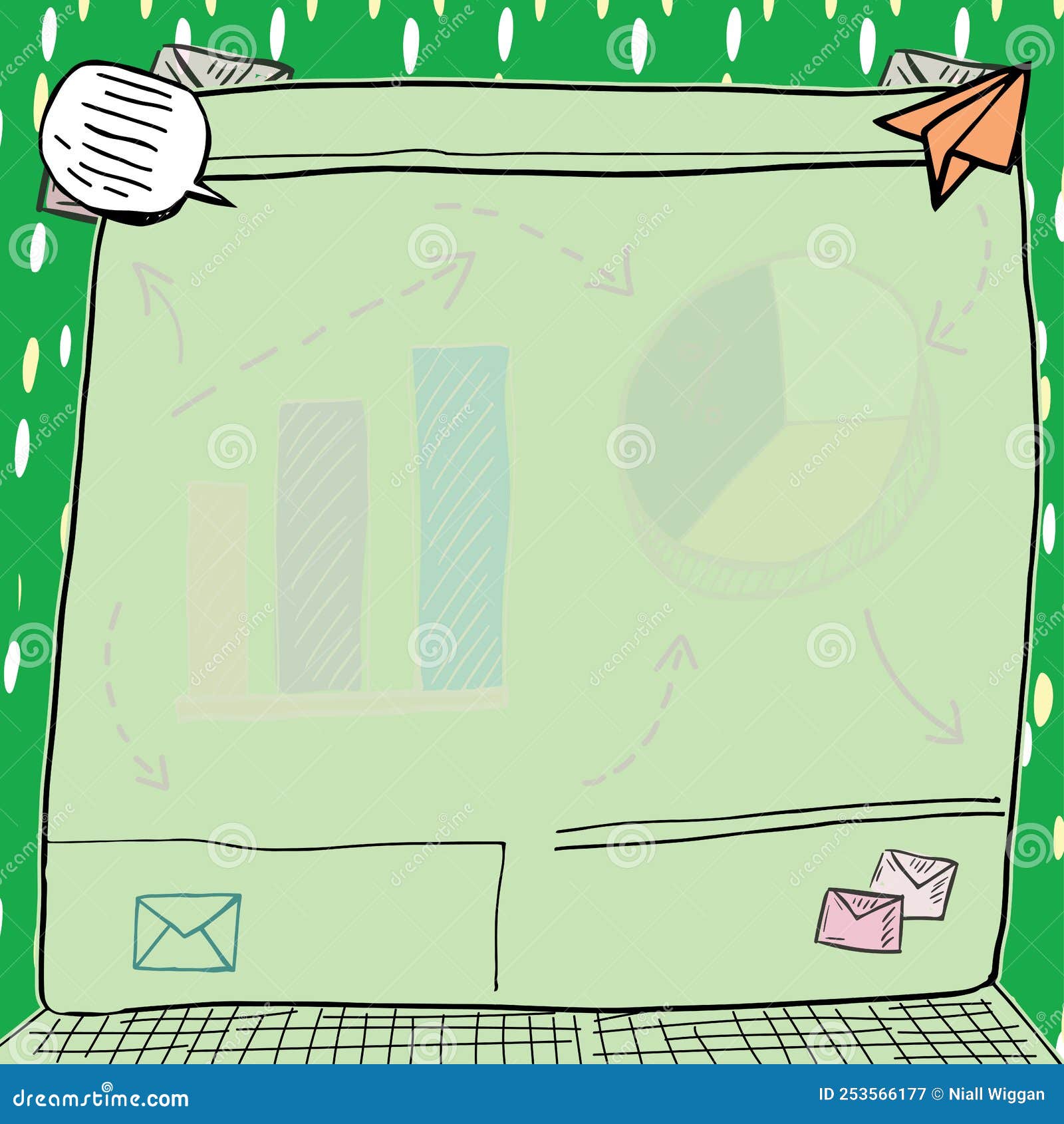 Important Message Presented on Screen with Charts, Graphs and E Mail S ...