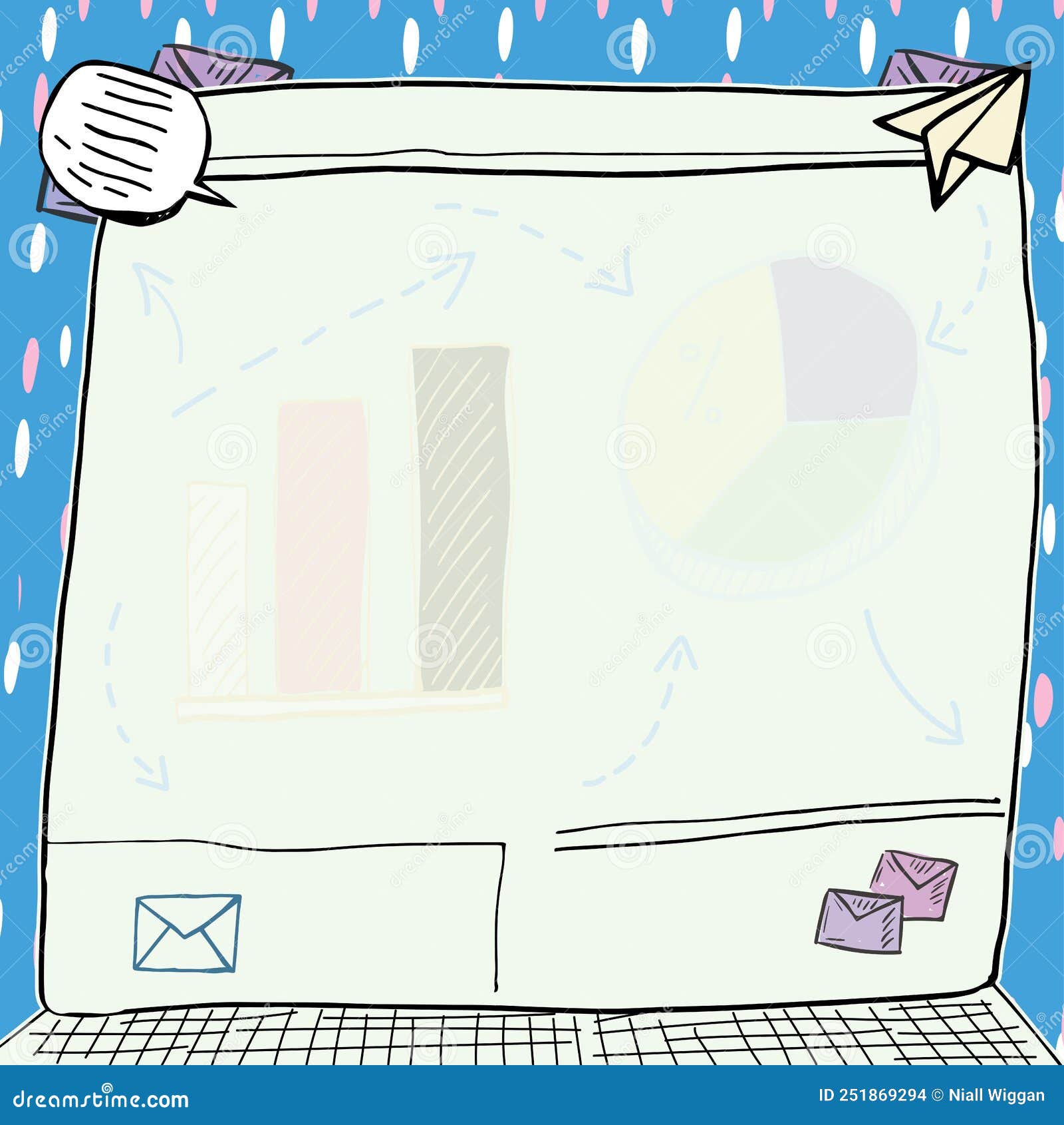 Important Message Presented on Screen with Charts, Graphs and E Mail S ...