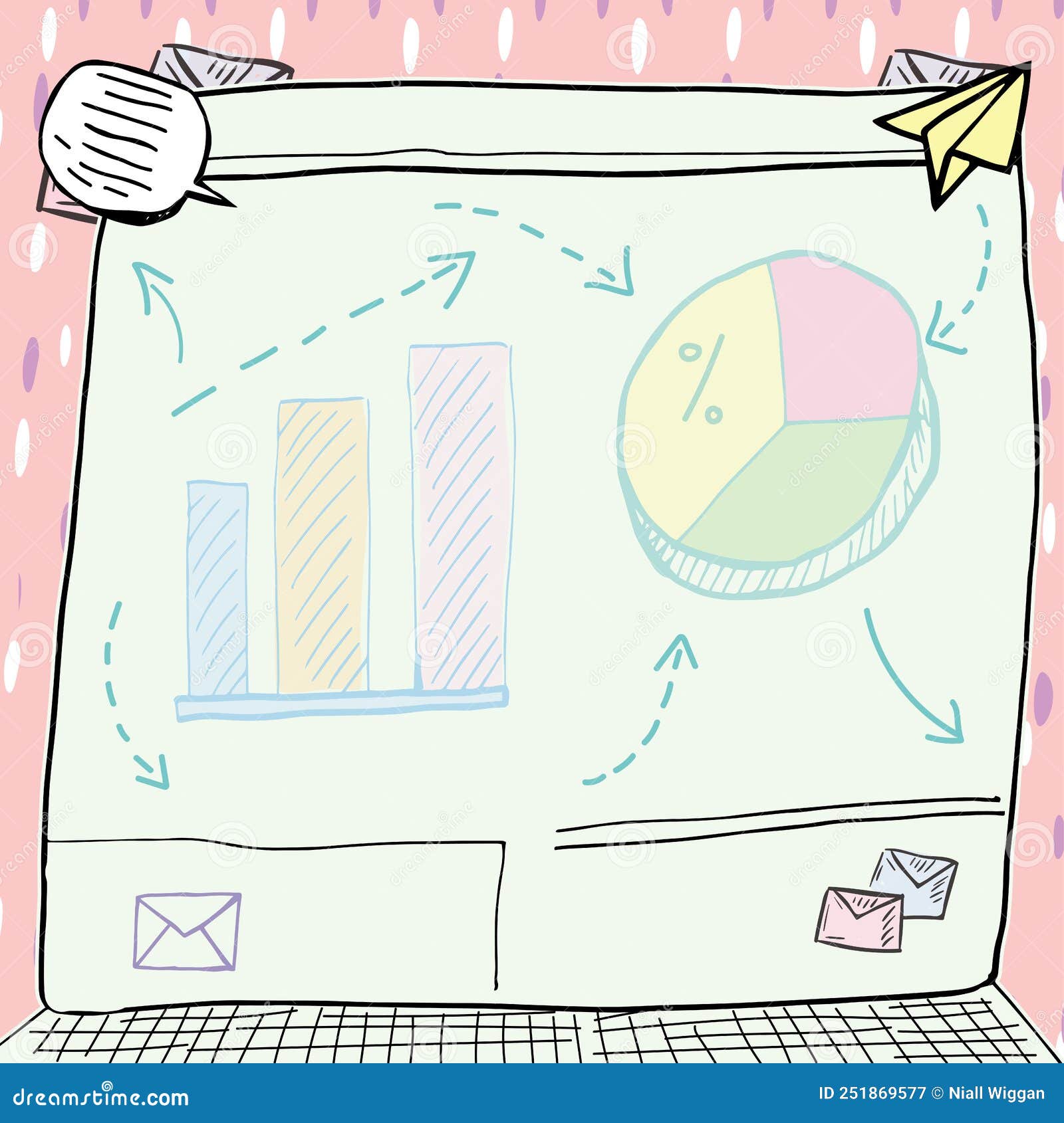 Important Message Presented on Screen with Charts, Graphs and E Mail S ...