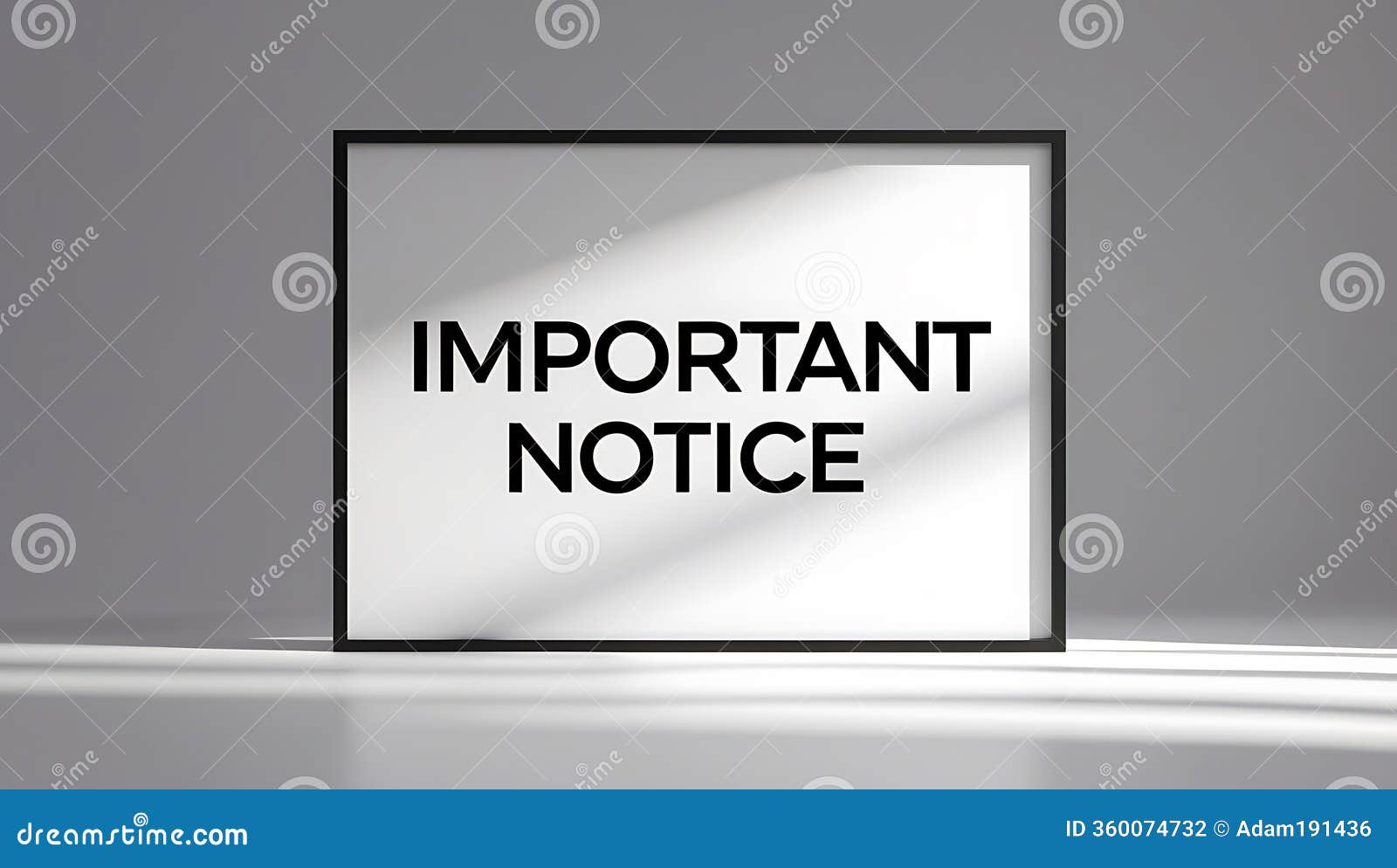 Important Notice Highlighted in a Minimalist Setting with Shadows Stock ...