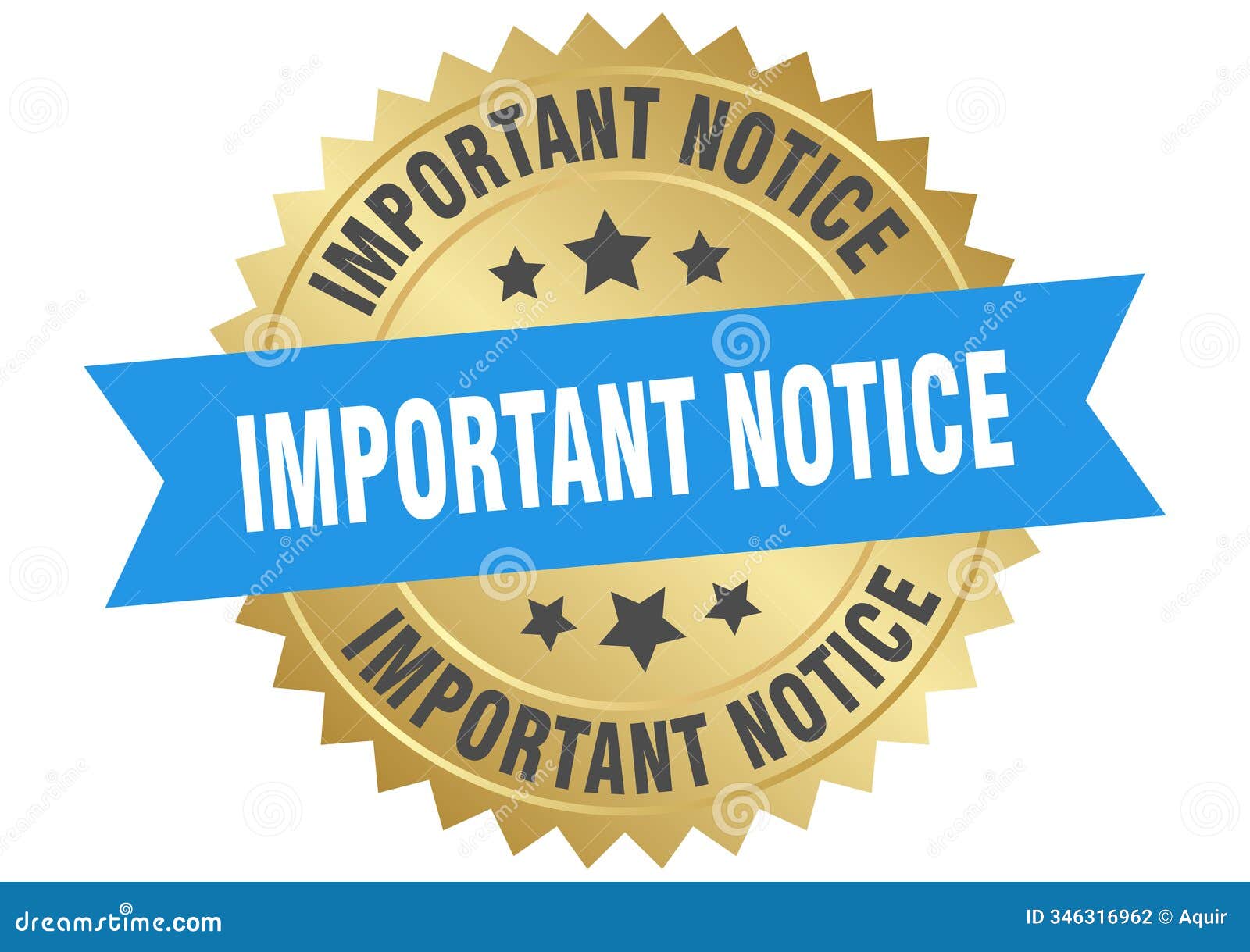 Important Notice. Important Notice Round Blue and Gold Label Isolated ...