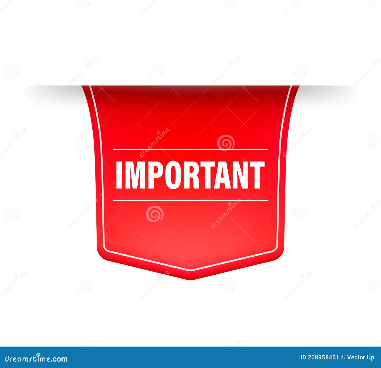 Important Red Banner in 3D Style on White Background. Vector ...