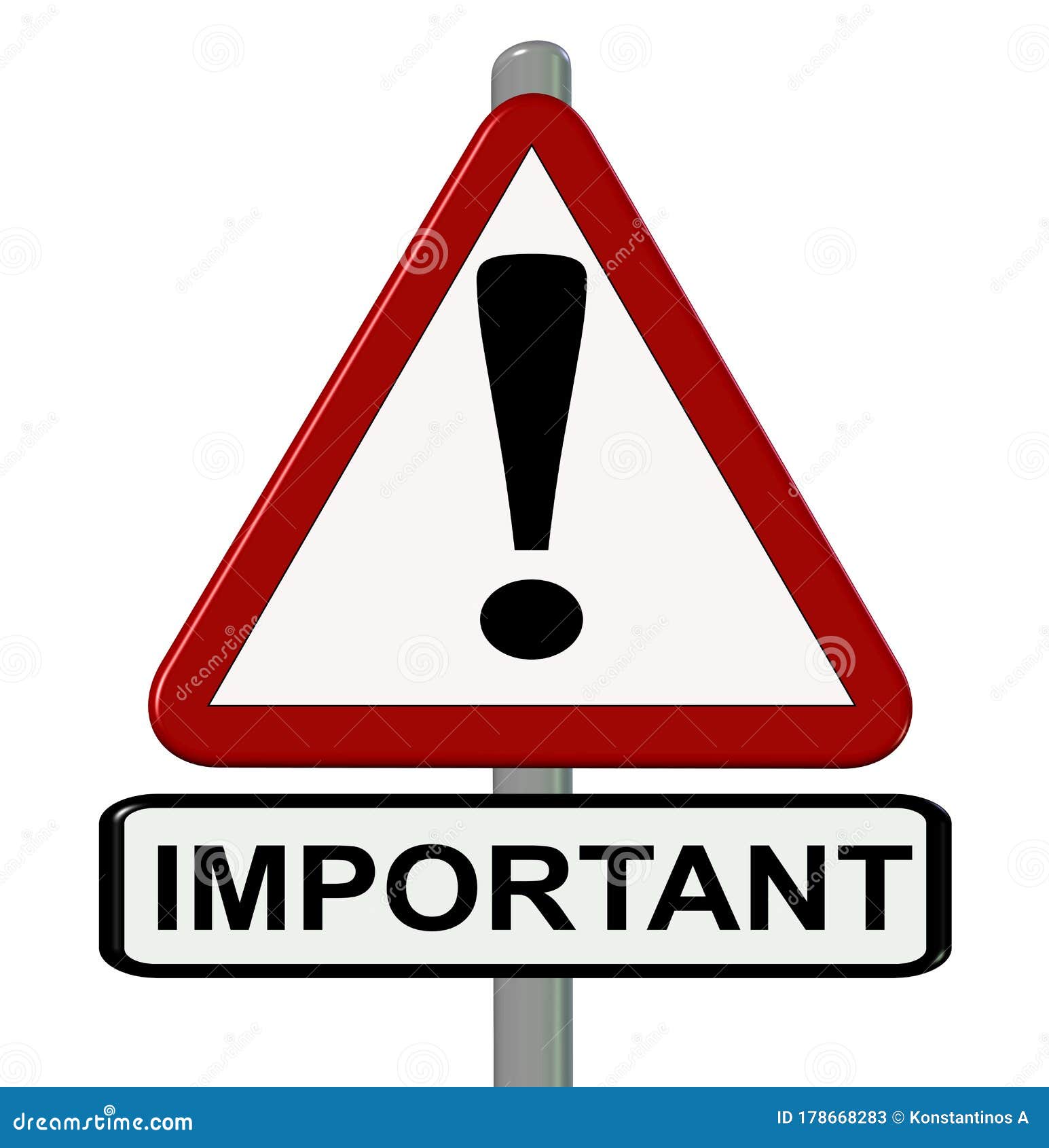 Important Red Triange Road Sign Isolated - 3d Rendering Stock ...