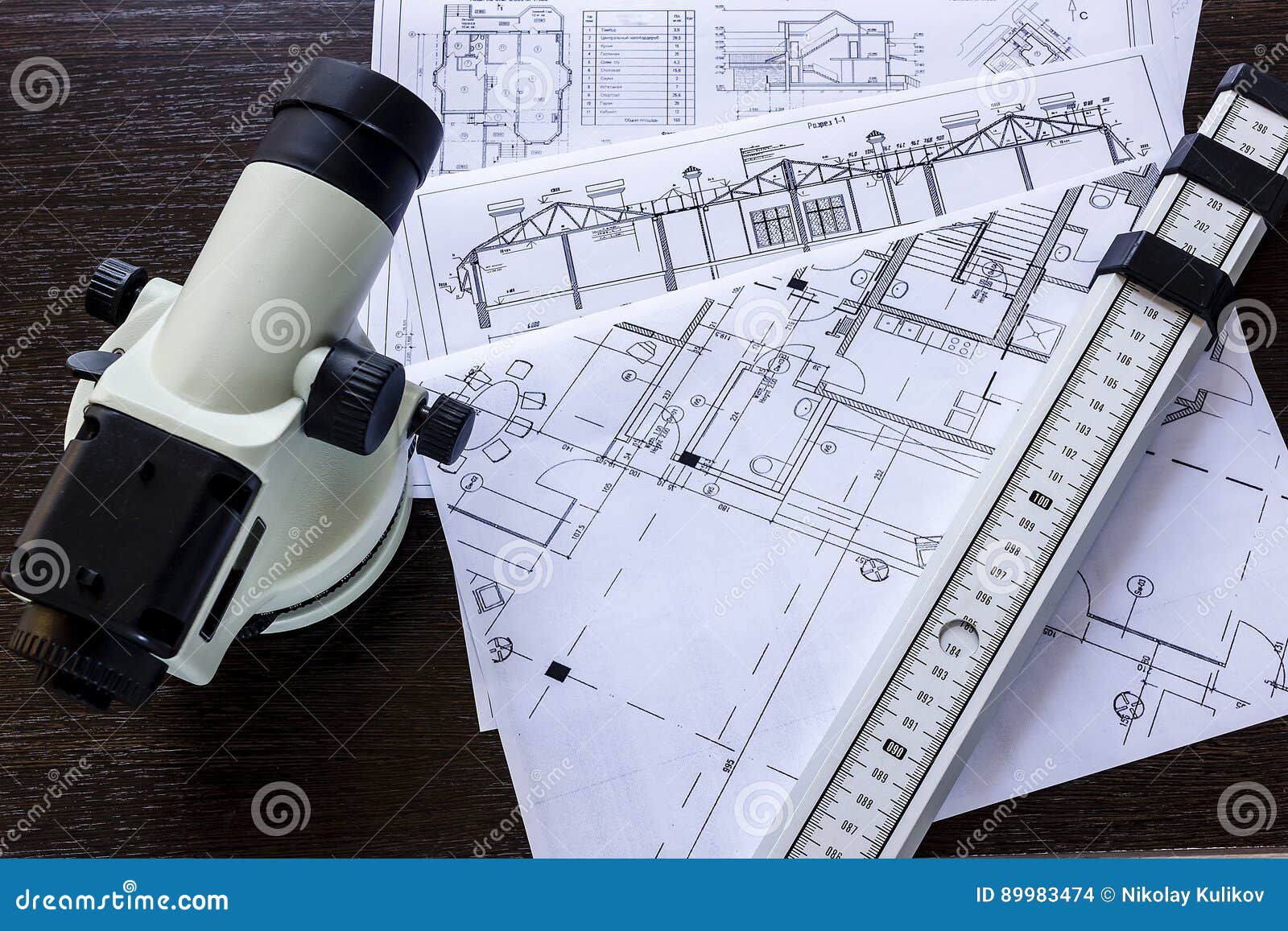 Important Surveying on the Construction Site the Foreman Stock Photo ...
