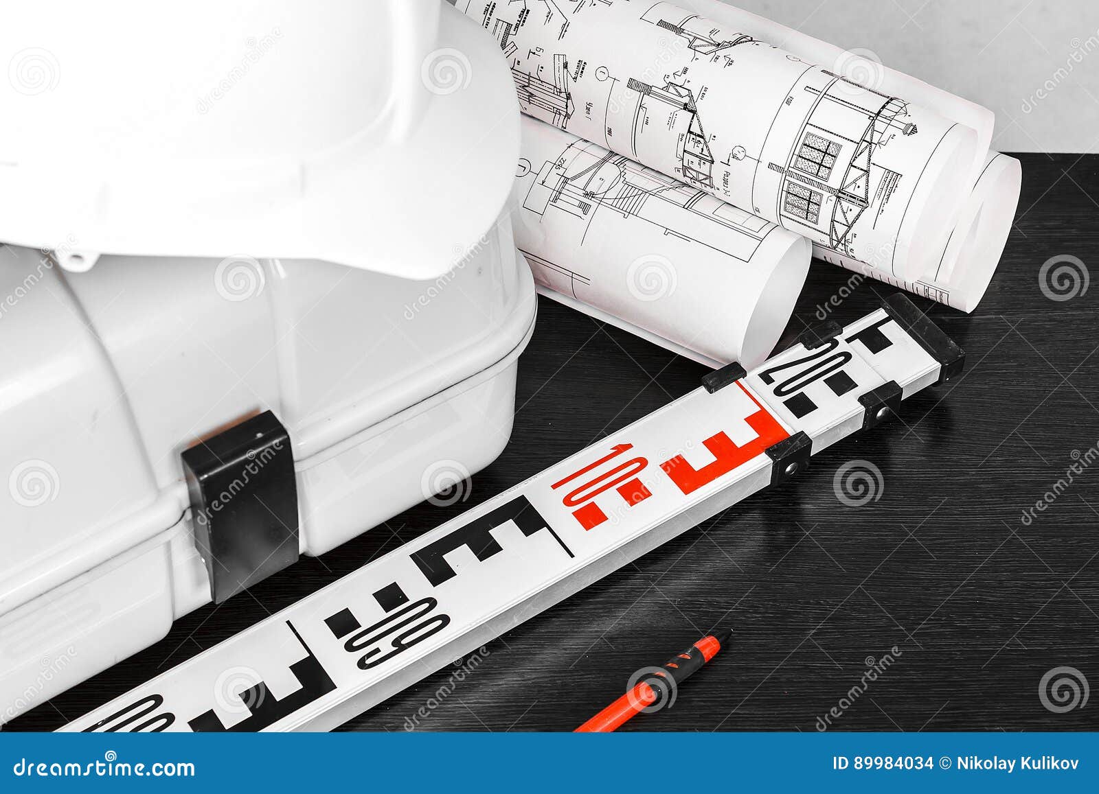 Important Surveying on the Construction Site the Foreman Stock Photo ...