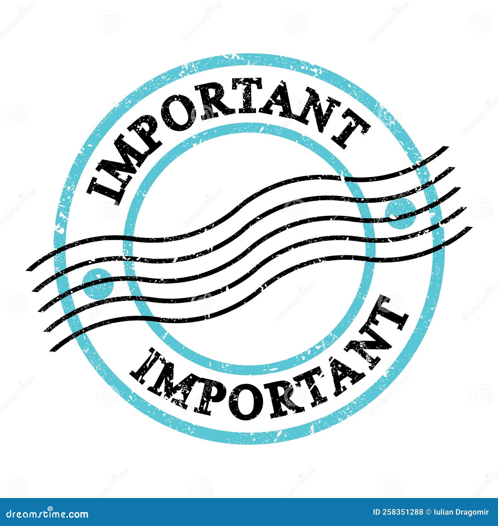 IMPORTANT, Text on Blue-black Grungy Postal Stamp Stock Illustration ...