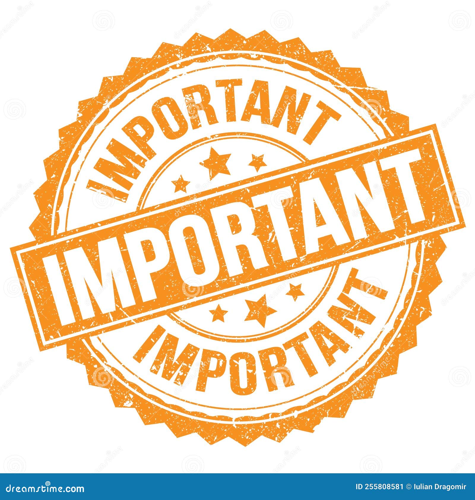 IMPORTANT Text on Orange Round Stamp Sign Stock Illustration ...