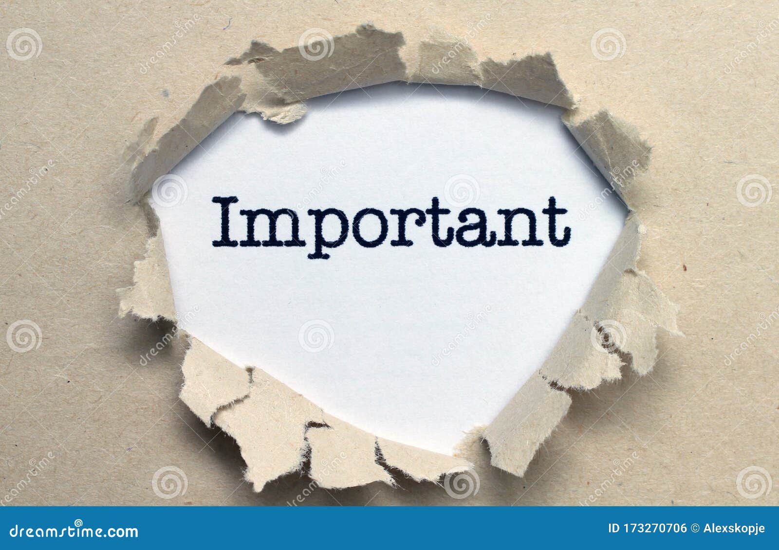 Important Text on Paper Hole Stock Photo - Image of message, attention ...